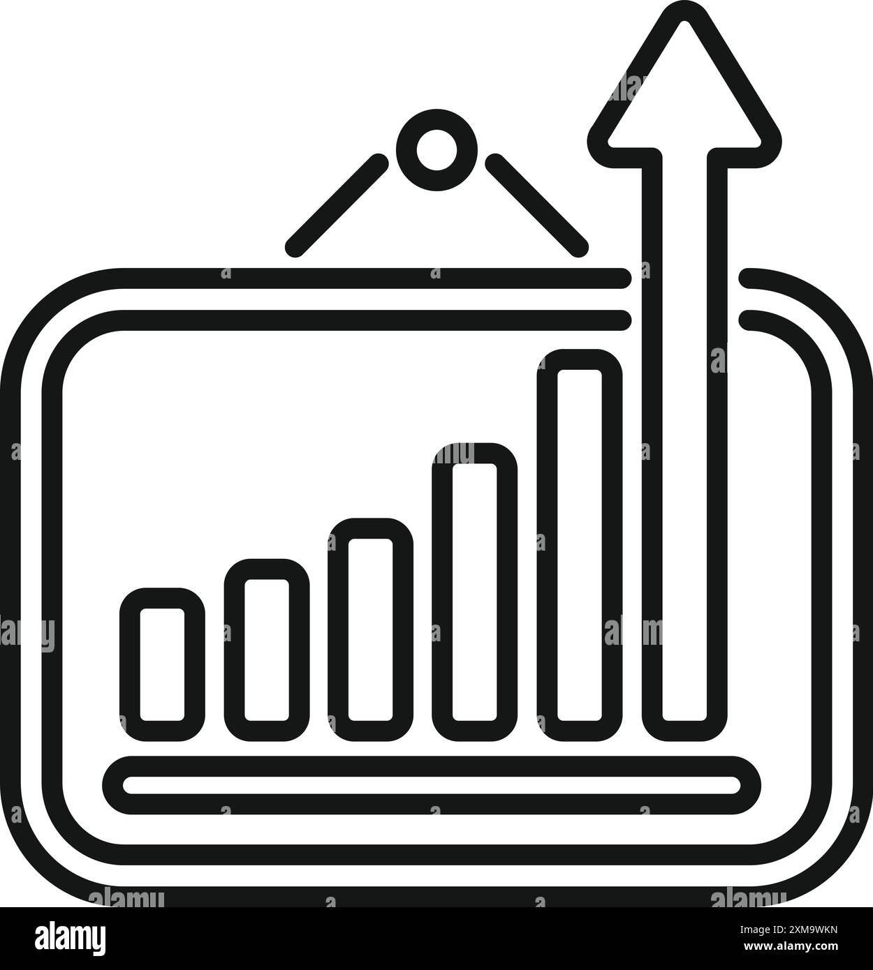 Simple line art icon of a graph on a noticeboard showing positive ...