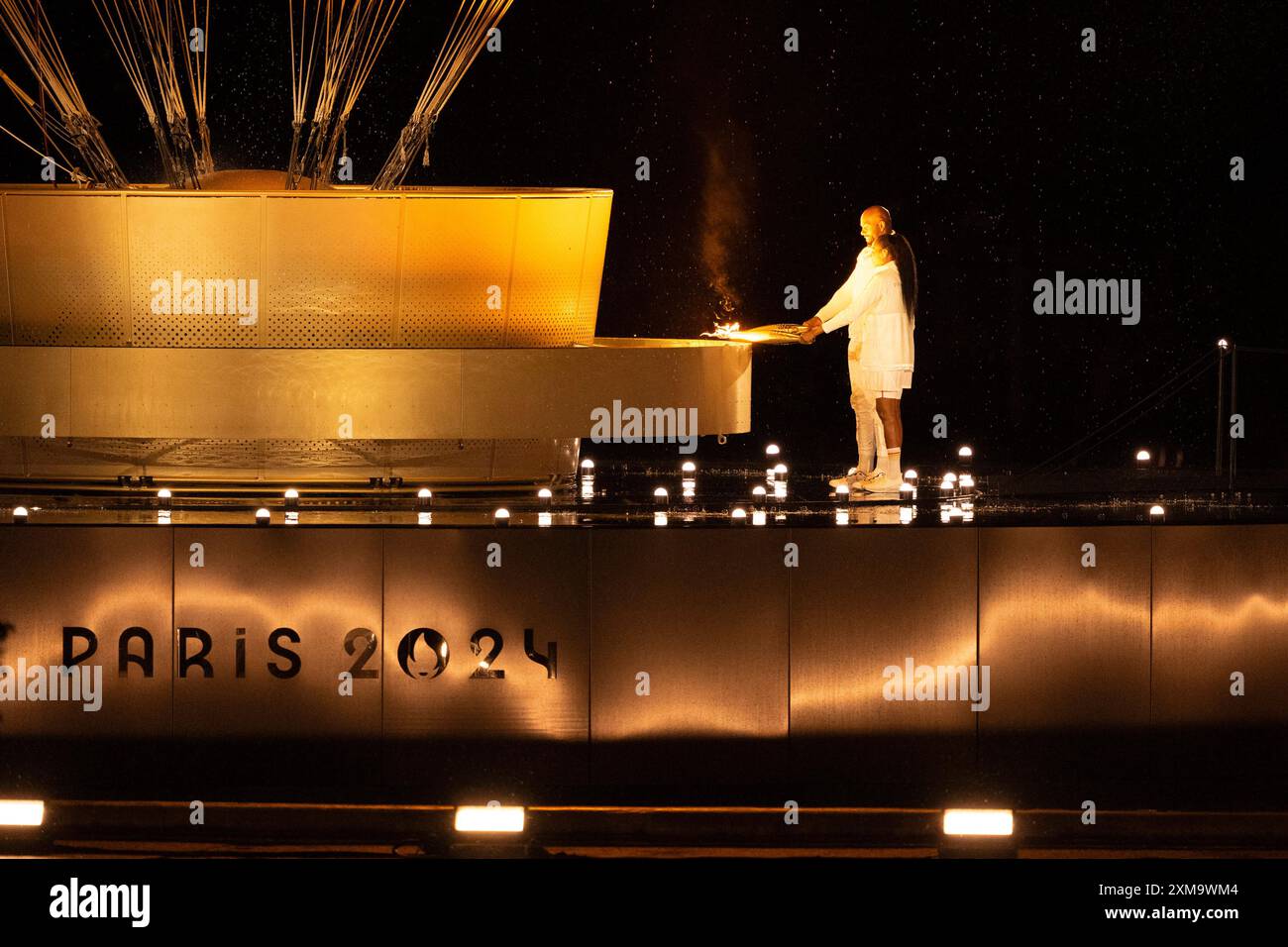 Paris, France. 26th July, 2024. Finale of Opening Ceremony, lighting of ...