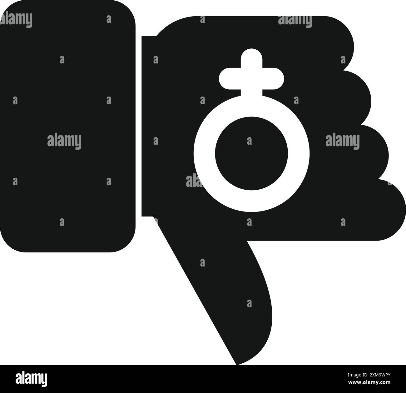 Black silhouette icon of a hand showing thumbs down dislike sign with ...