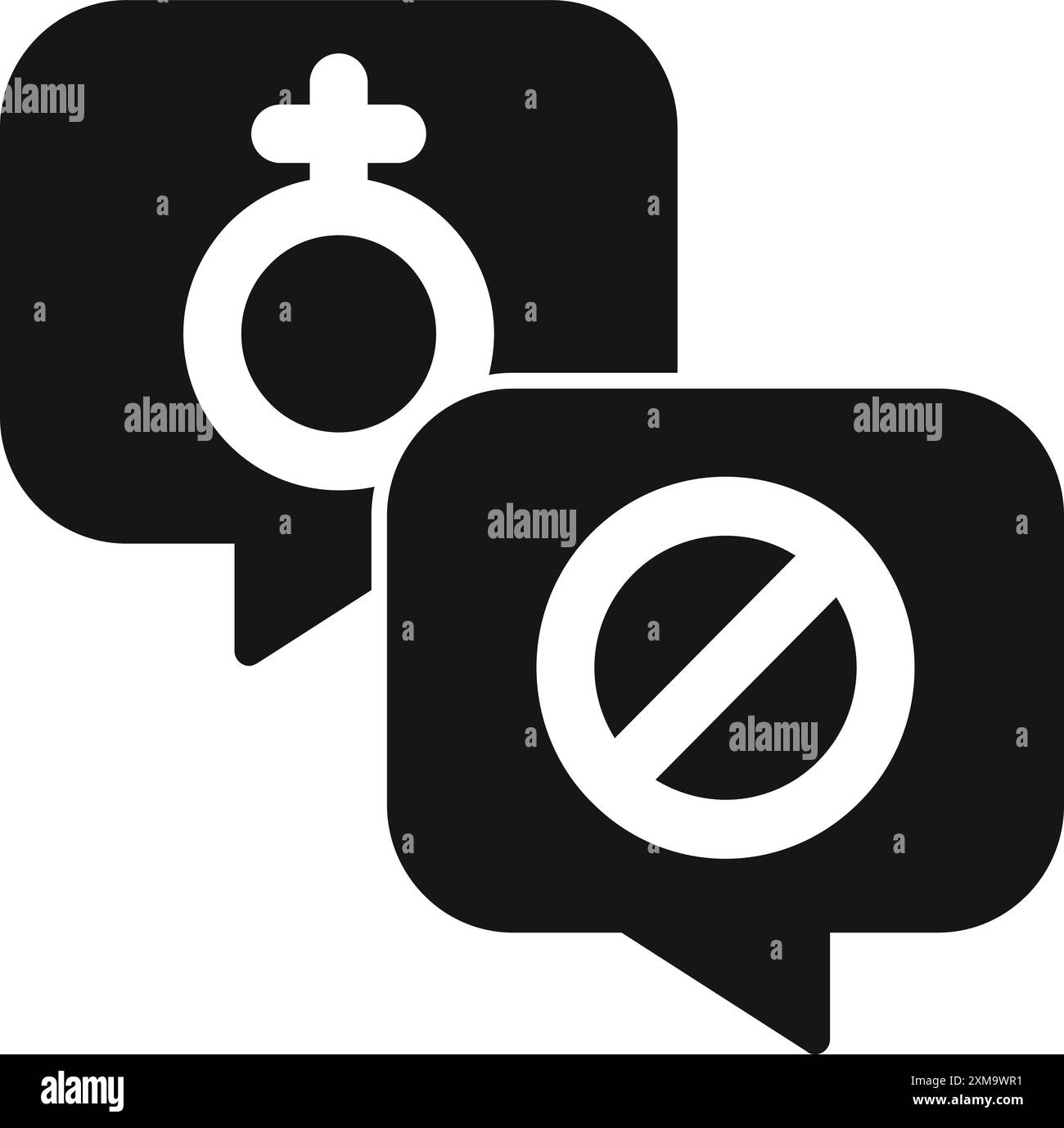 Simple black and white icon representing a concept of gender equality ...