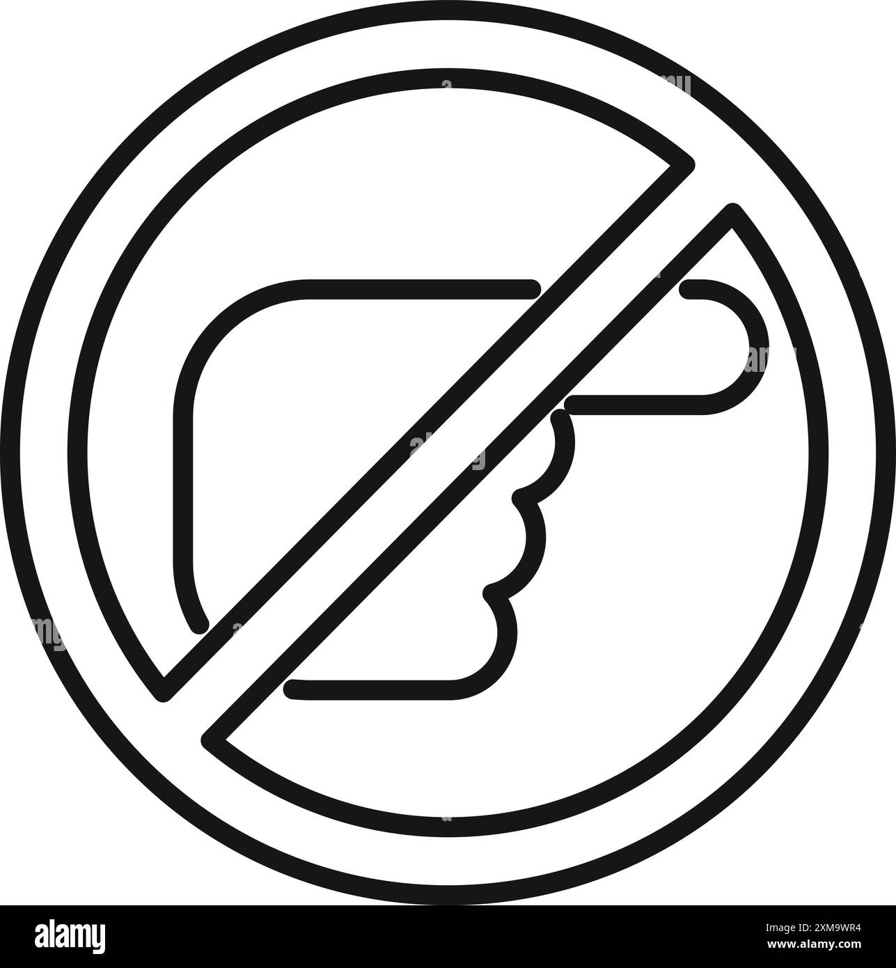 Line art icon of a hand with finger pointing to the right crossed out ...