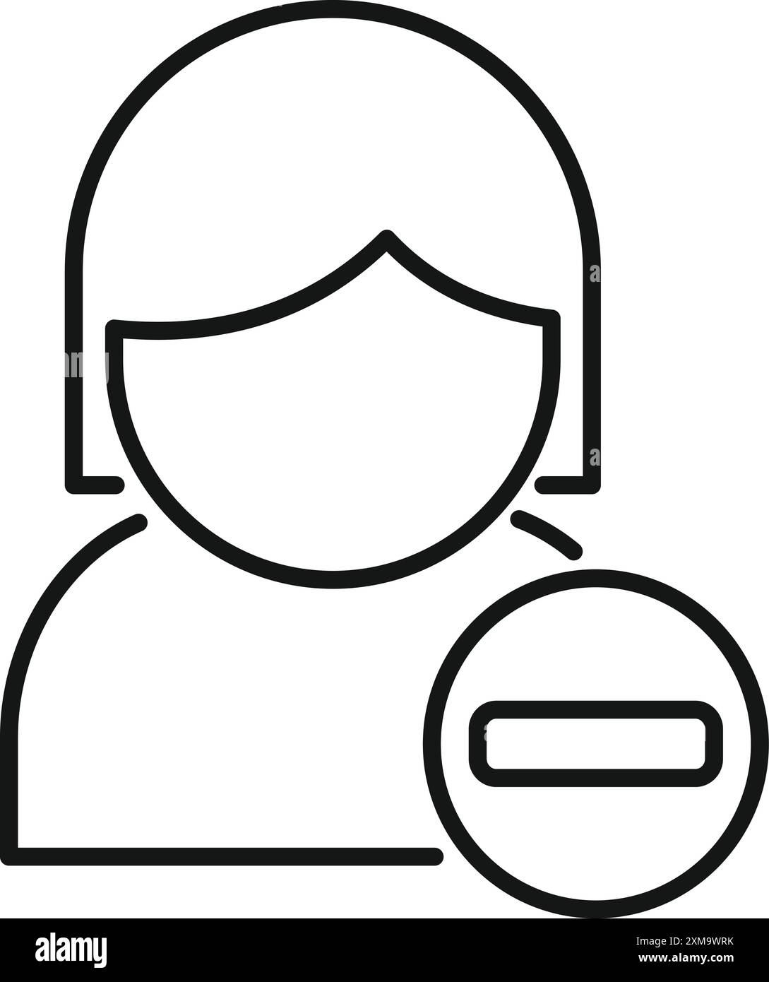 Woman profile avatar with minus sign showing user removing account ...