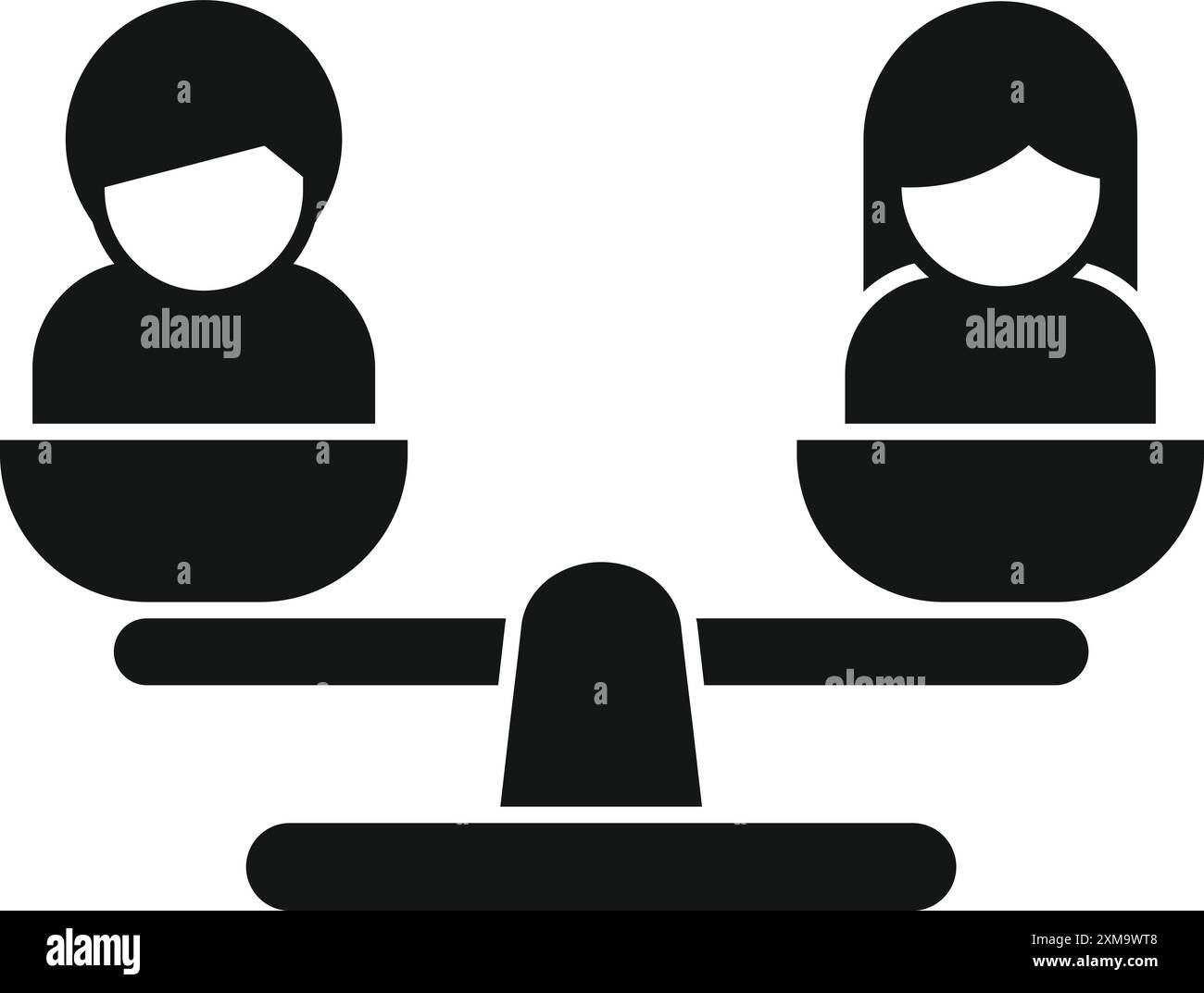 Scale balancing with a man and a woman symbolizing gender equality ...