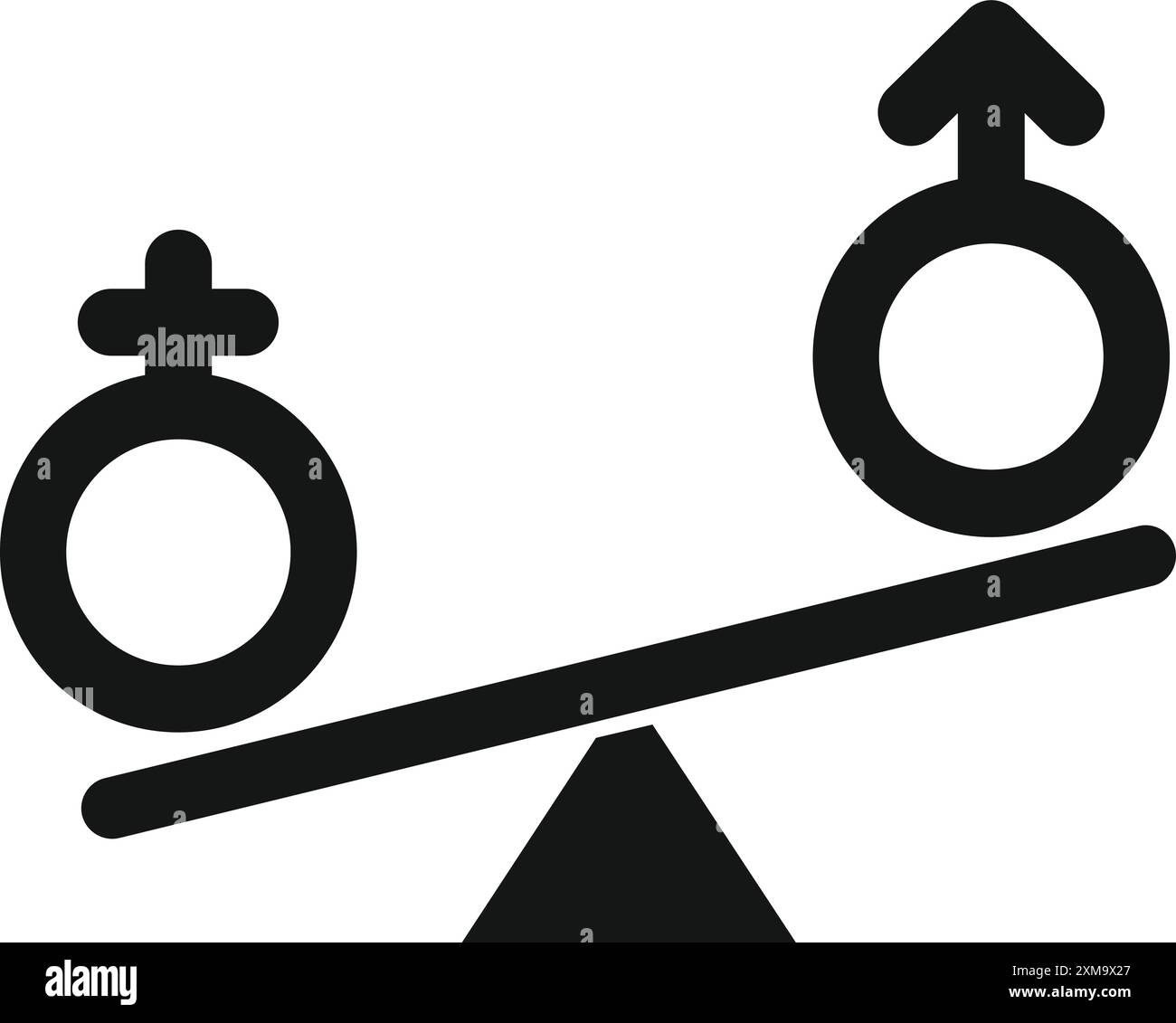 Simple icon of a seesaw showing gender equality with male and female ...