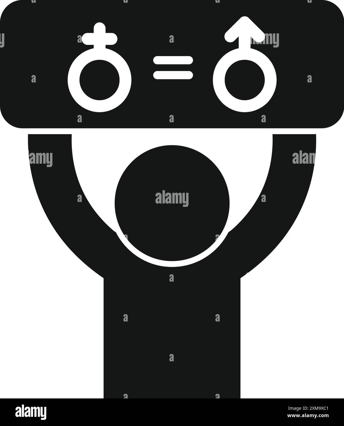 Person is holding a banner with male and female symbols showing their ...