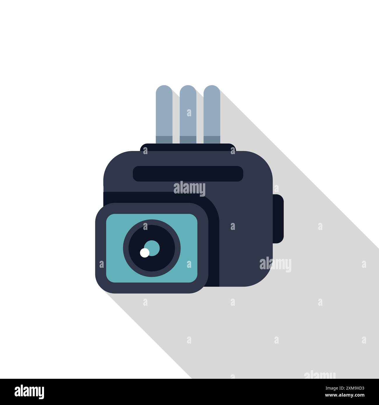 Action camera is recording extreme sports activity in a flat design ...