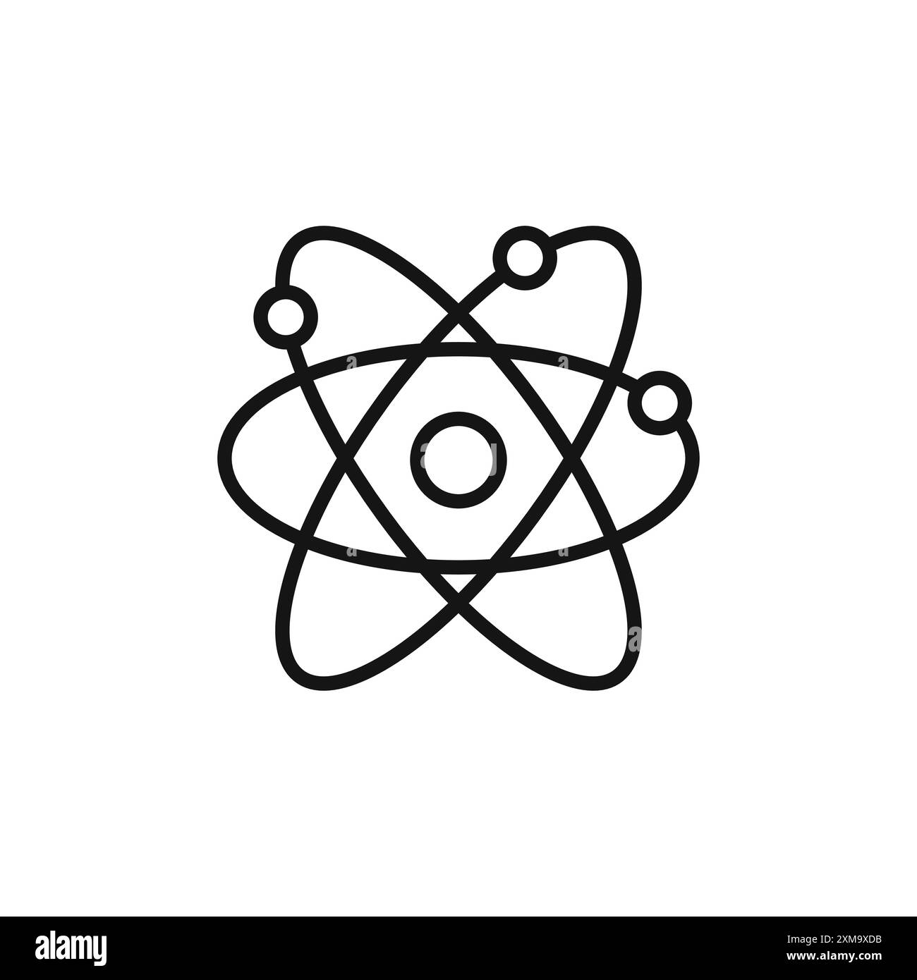 Atom scientific icon outline collection or set in black and white ...
