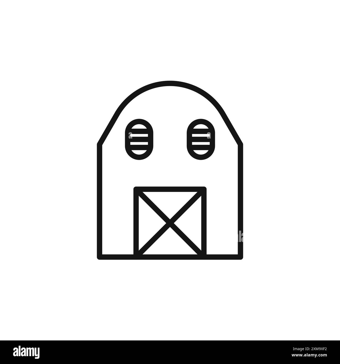 barn farm icon outline collection or set in black and white outline ...
