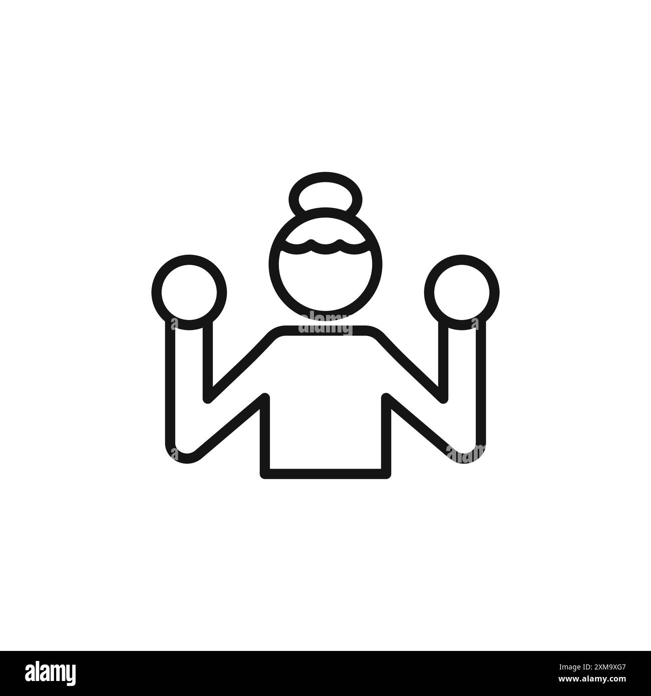 Boxer Woman Icon outline collection or set in black and white outline ...