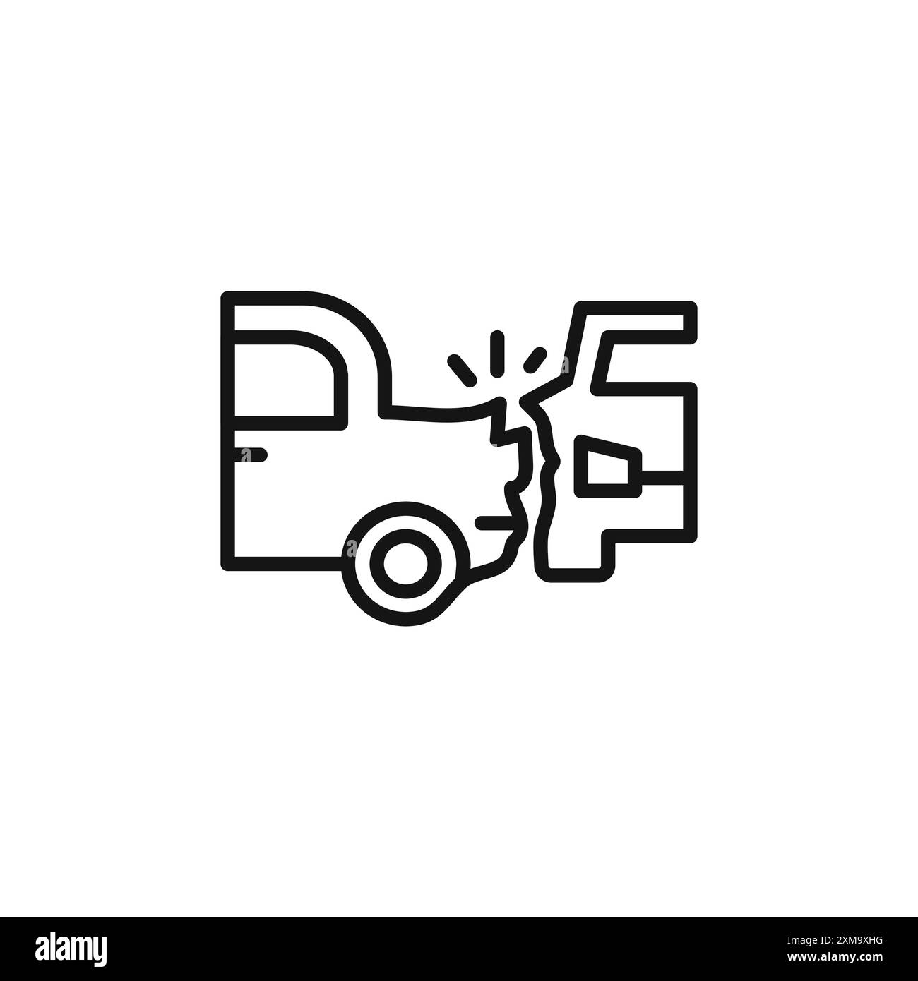 car side crash icon outline collection or set in black and white ...