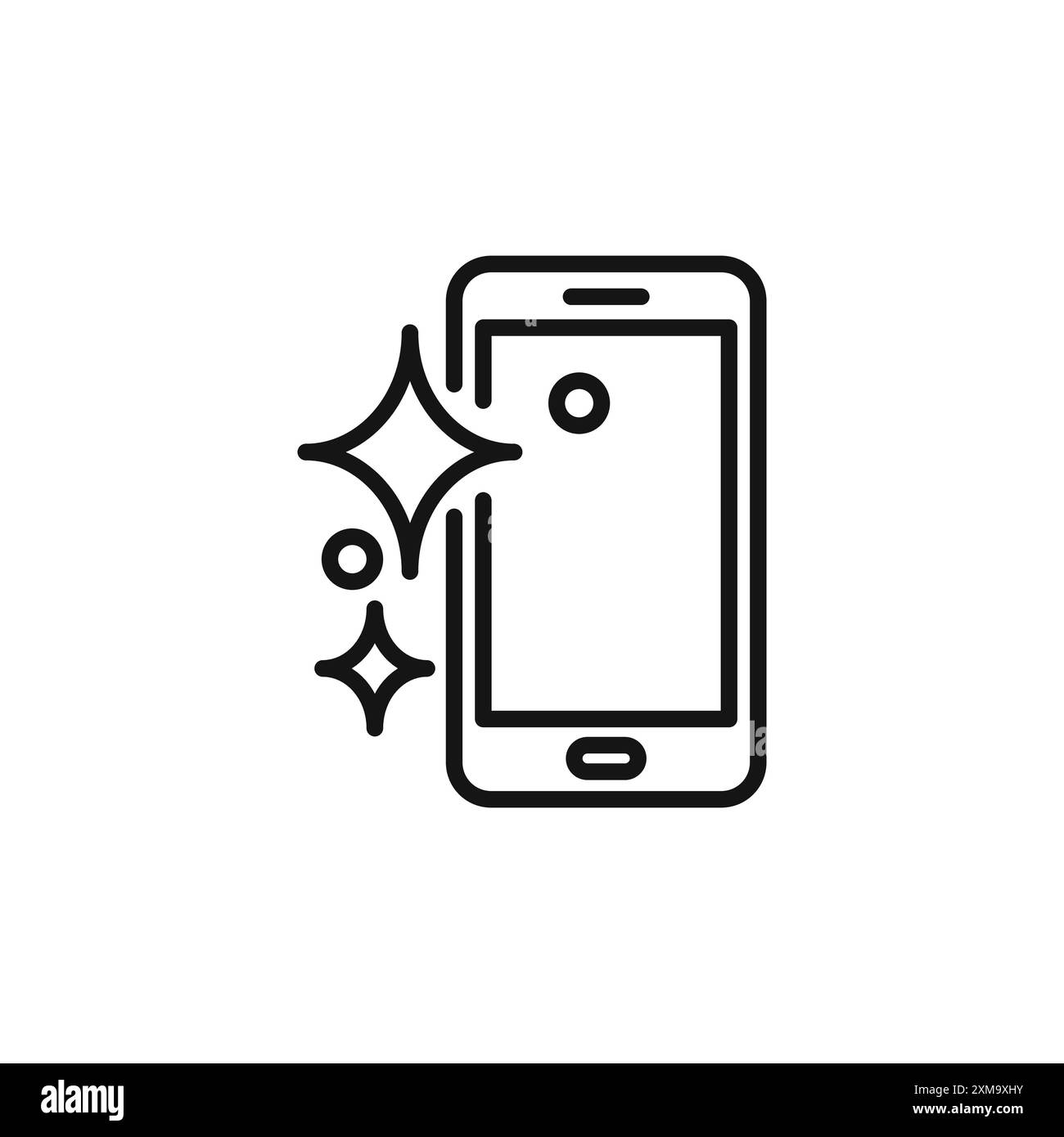clean phone glass icon outline collection or set in black and white ...