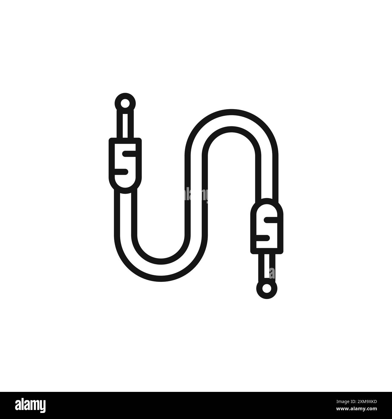 AUX cable icon outline collection or set in black and white outline ...