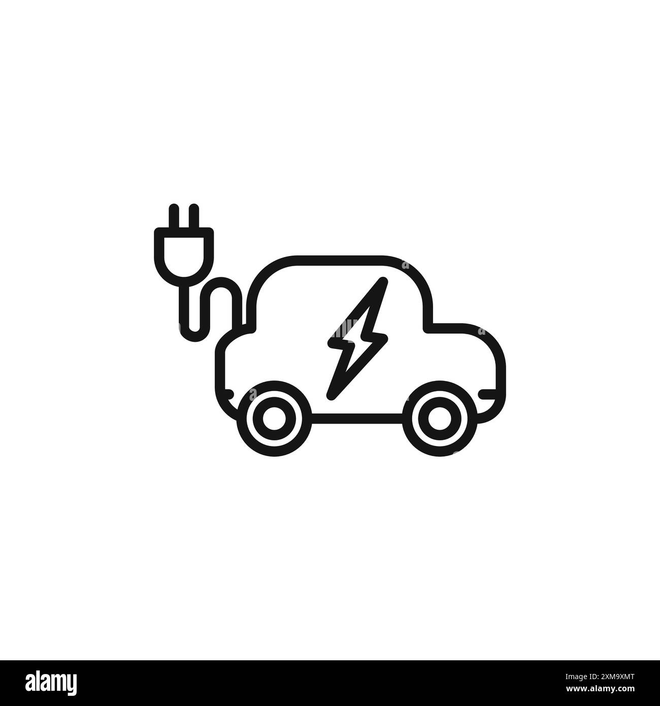 Electric vehicle icon outline collection or set in black and white ...