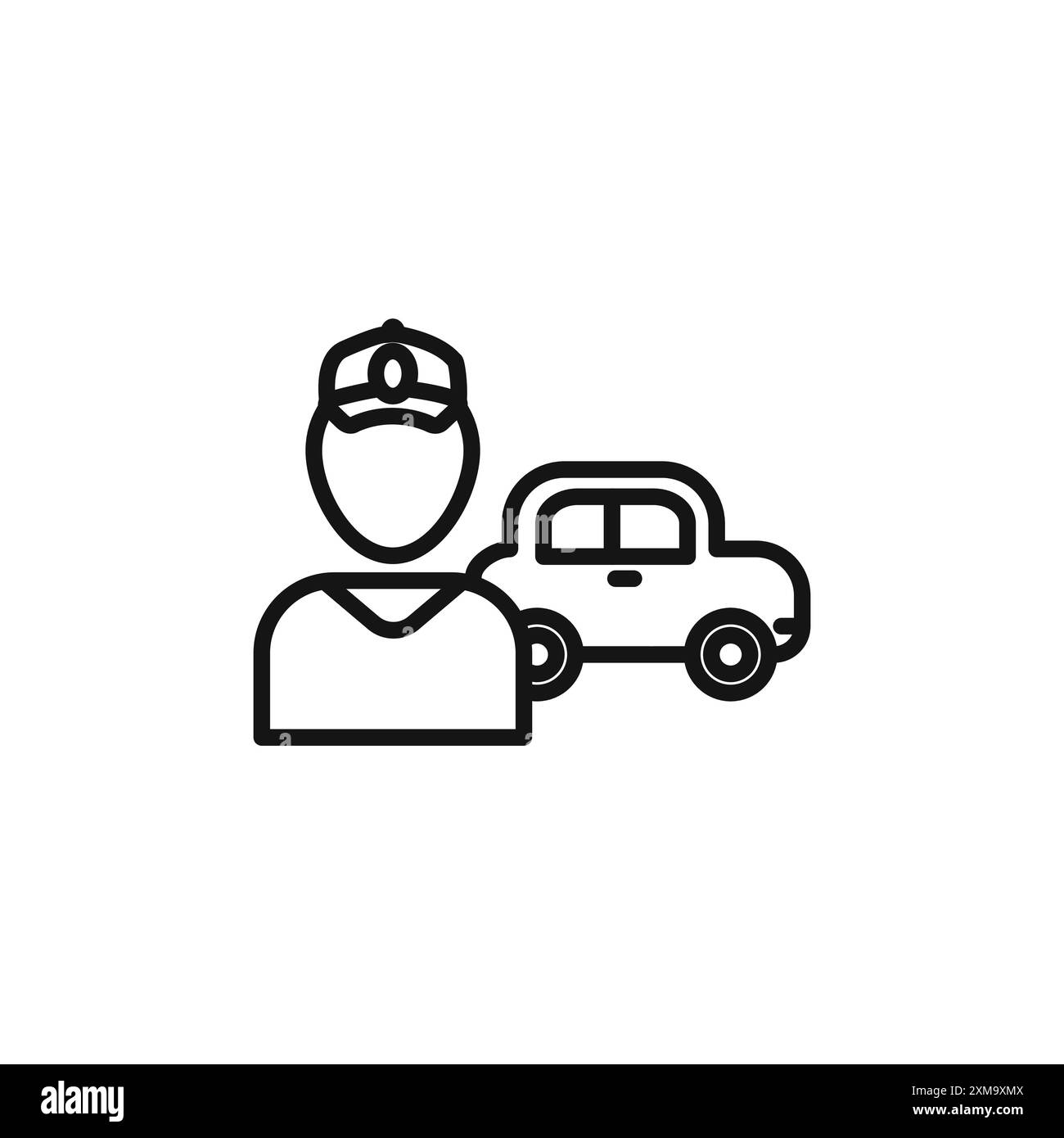 car driver icon outline collection or set in black and white outline ...