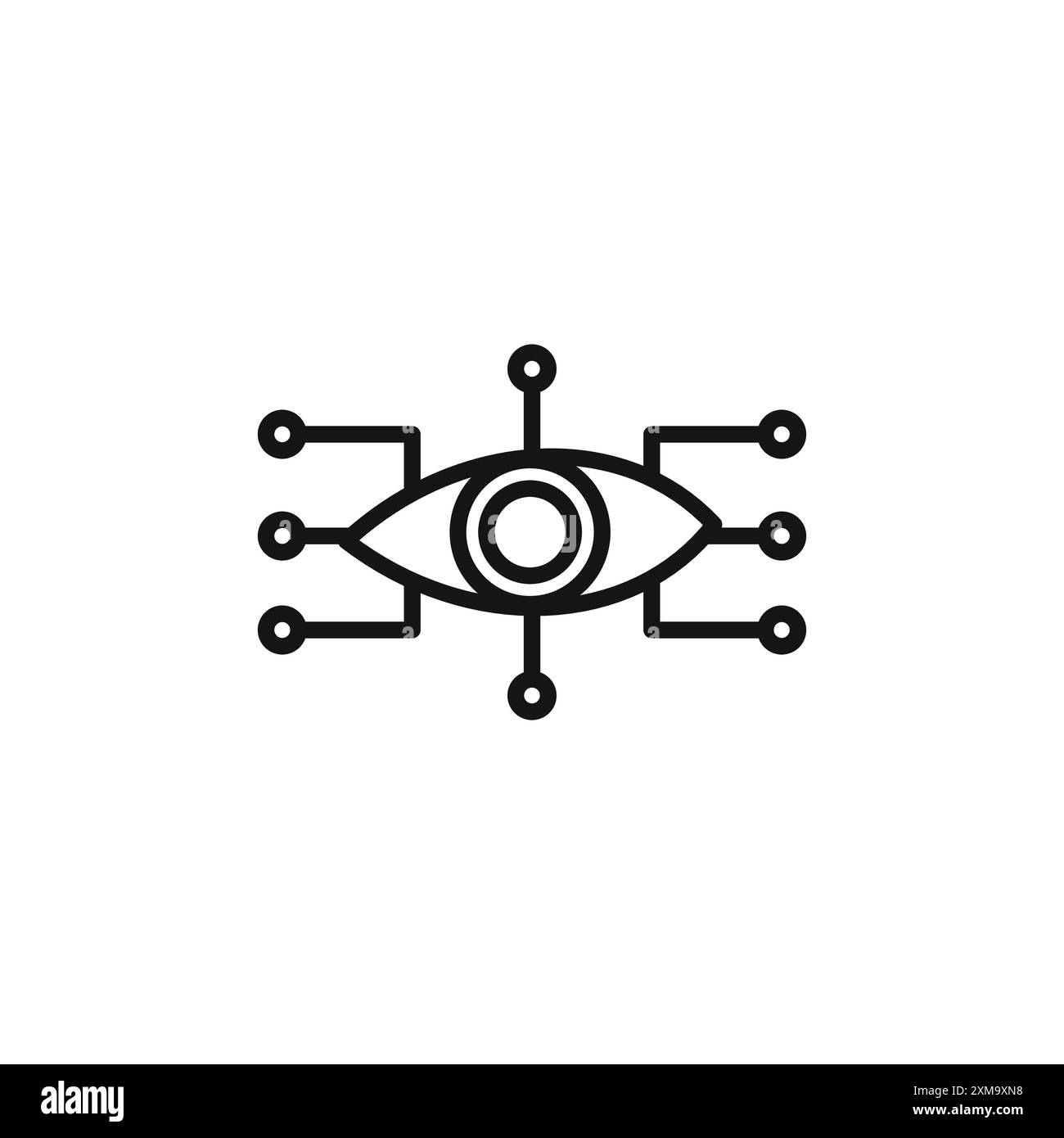 Bionic eye icon outline collection or set in black and white outline ...