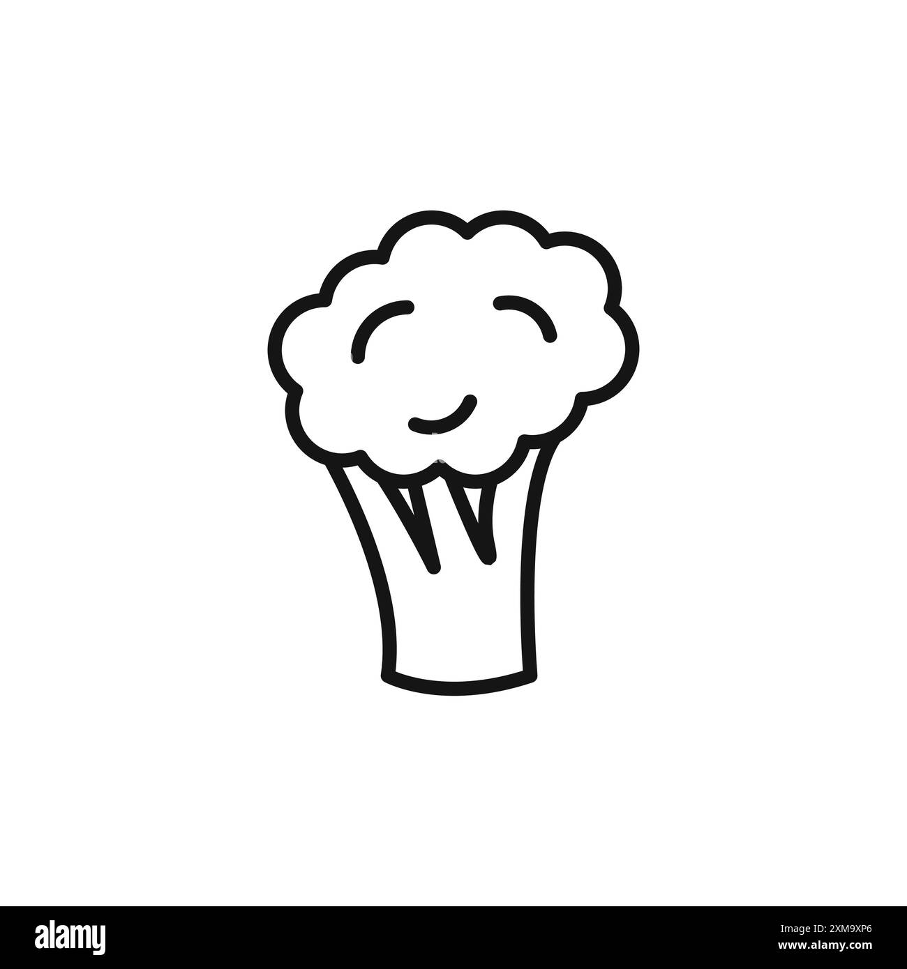 Broccoli icon (2) outline collection or set in black and white outline ...