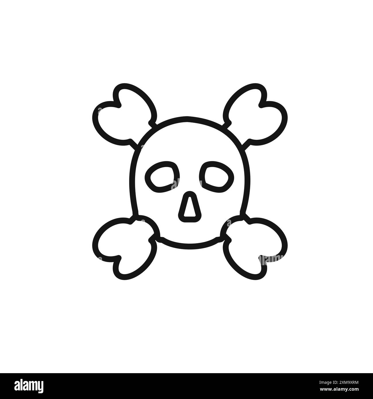 Crossbones skull icon outline collection or set in black and white ...