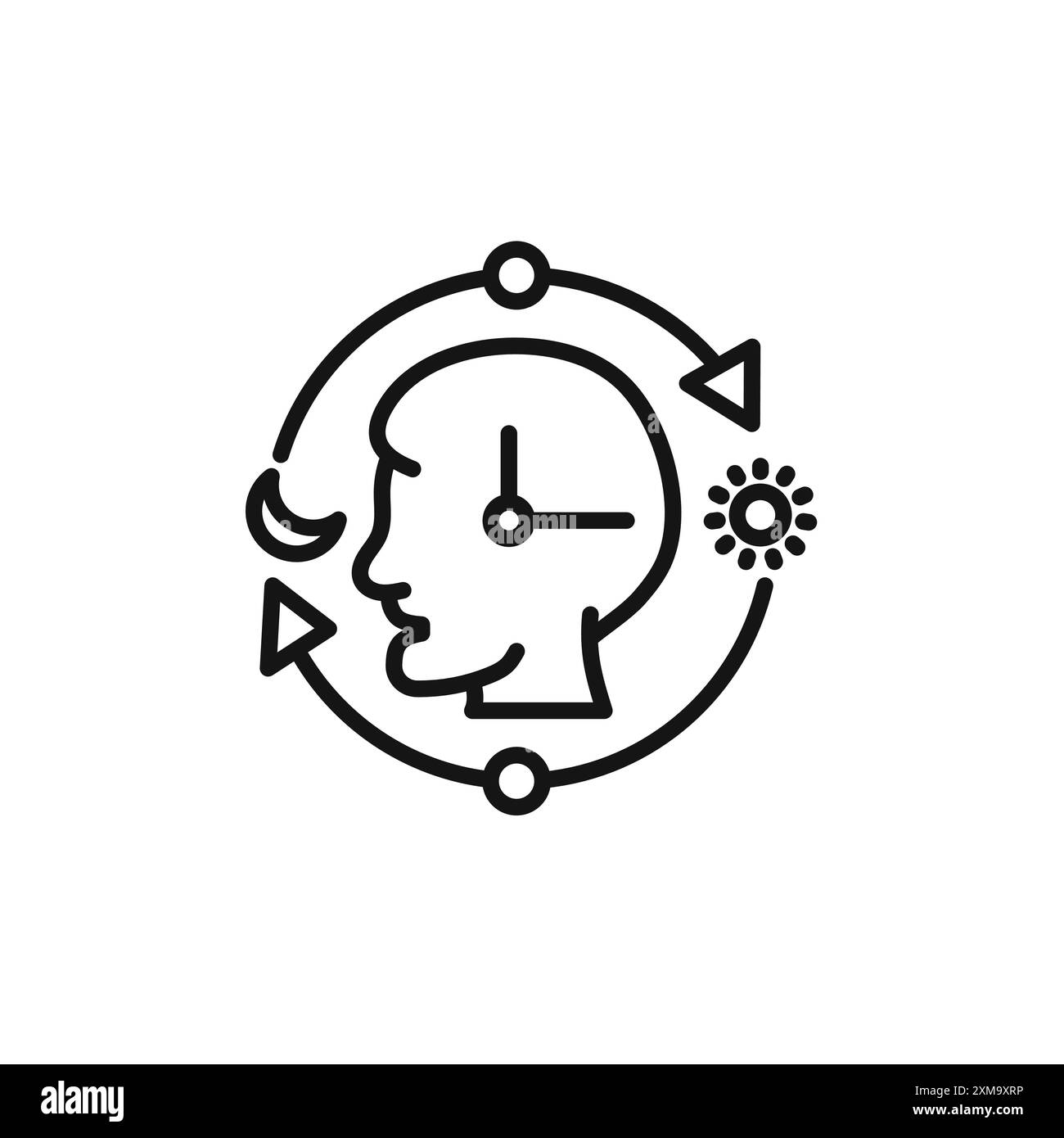 Circadian rhythms icon outline collection or set in black and white ...