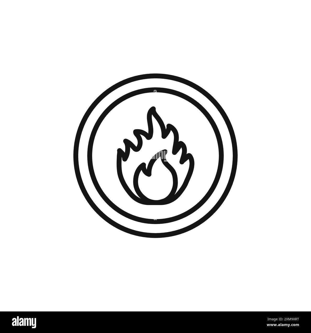 Flame fire icon outline collection or set in black and white outline ...