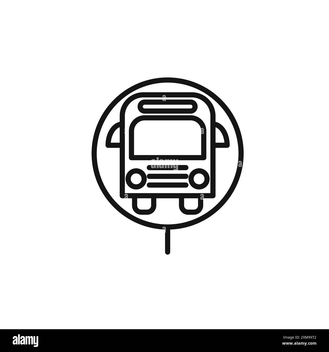 Bus sign icon outline collection or set in black and white outline ...