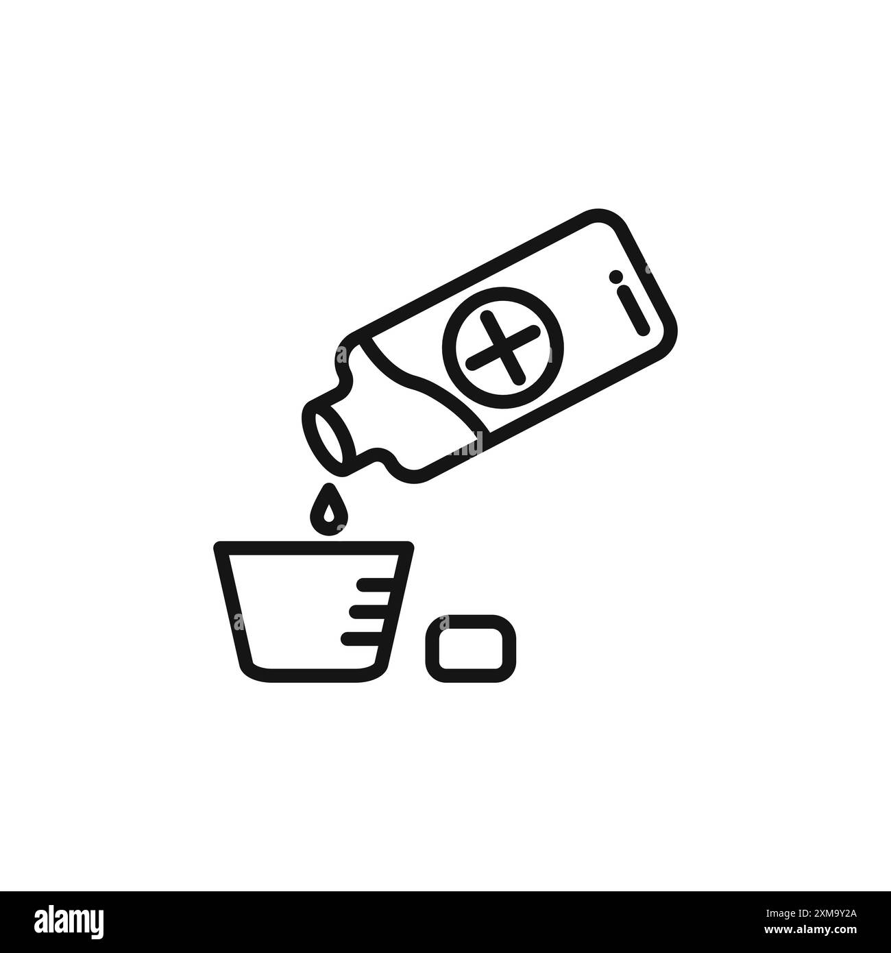 cough syrup icon outline collection or set in black and white outline ...