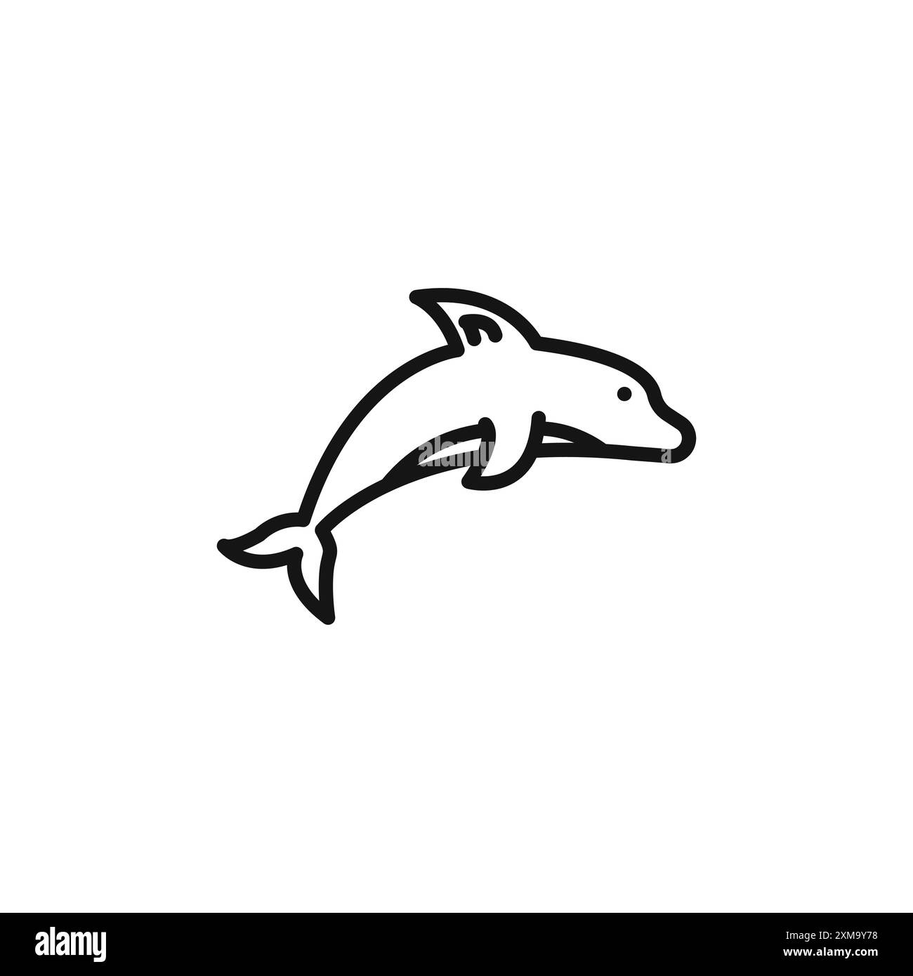 Dolphin icon outline collection or set in black and white outline Stock ...