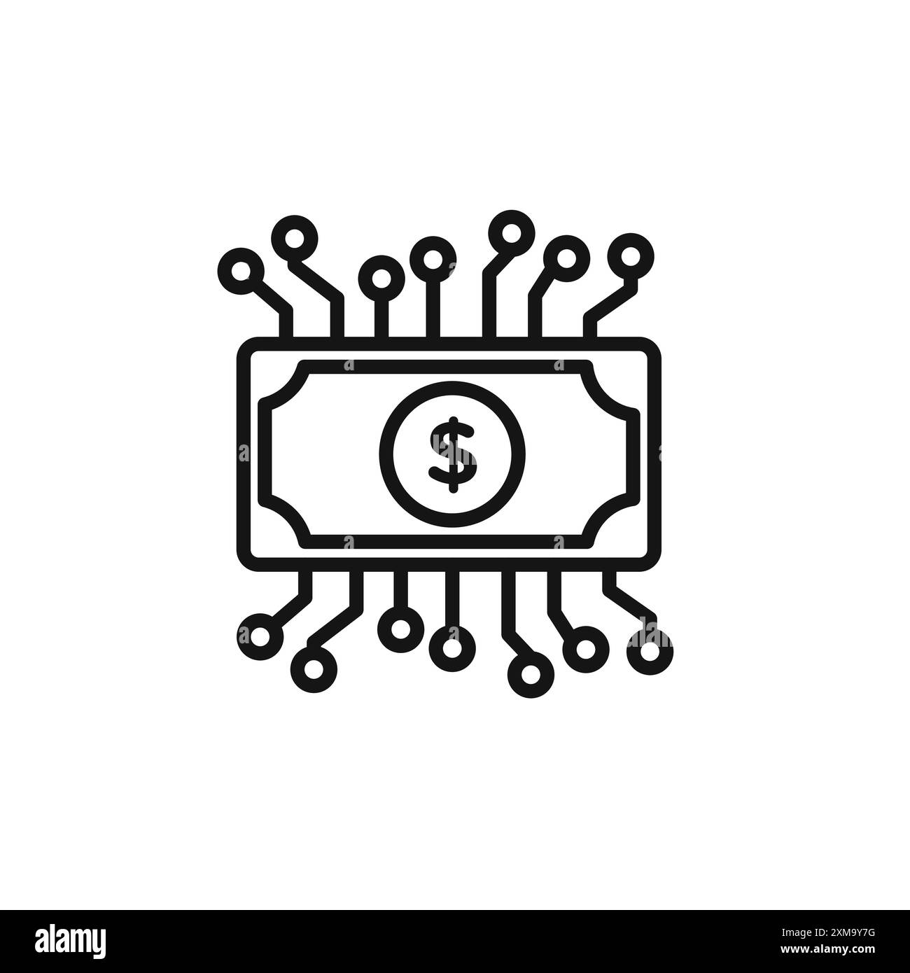 Digital Currency icon outline collection or set in black and white ...