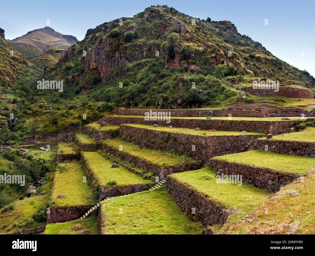 Small part of the Inca ruins and agricultural terraces at Qantus Raqay ...