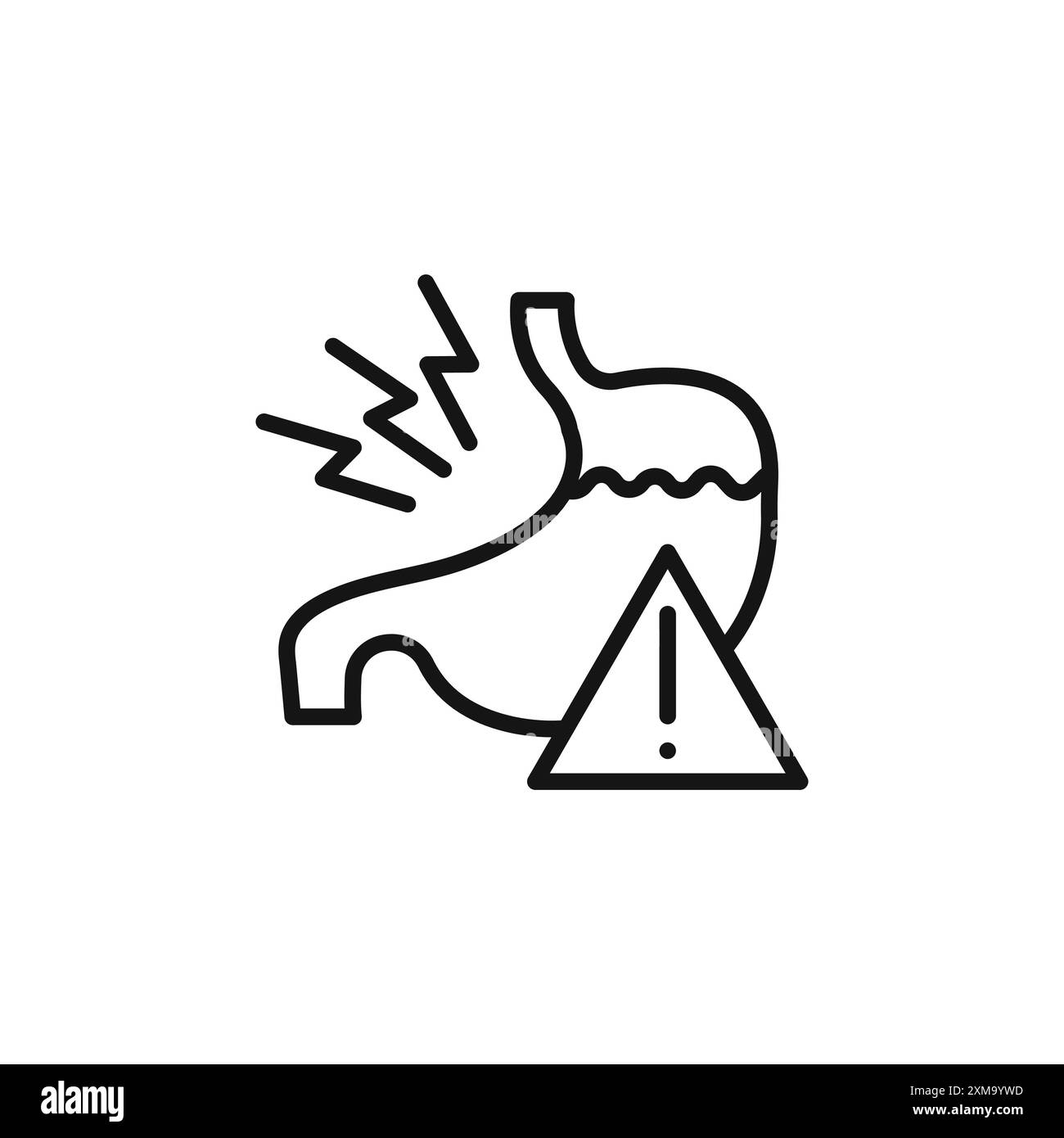 Indigestion icon outline collection or set in black and white outline ...