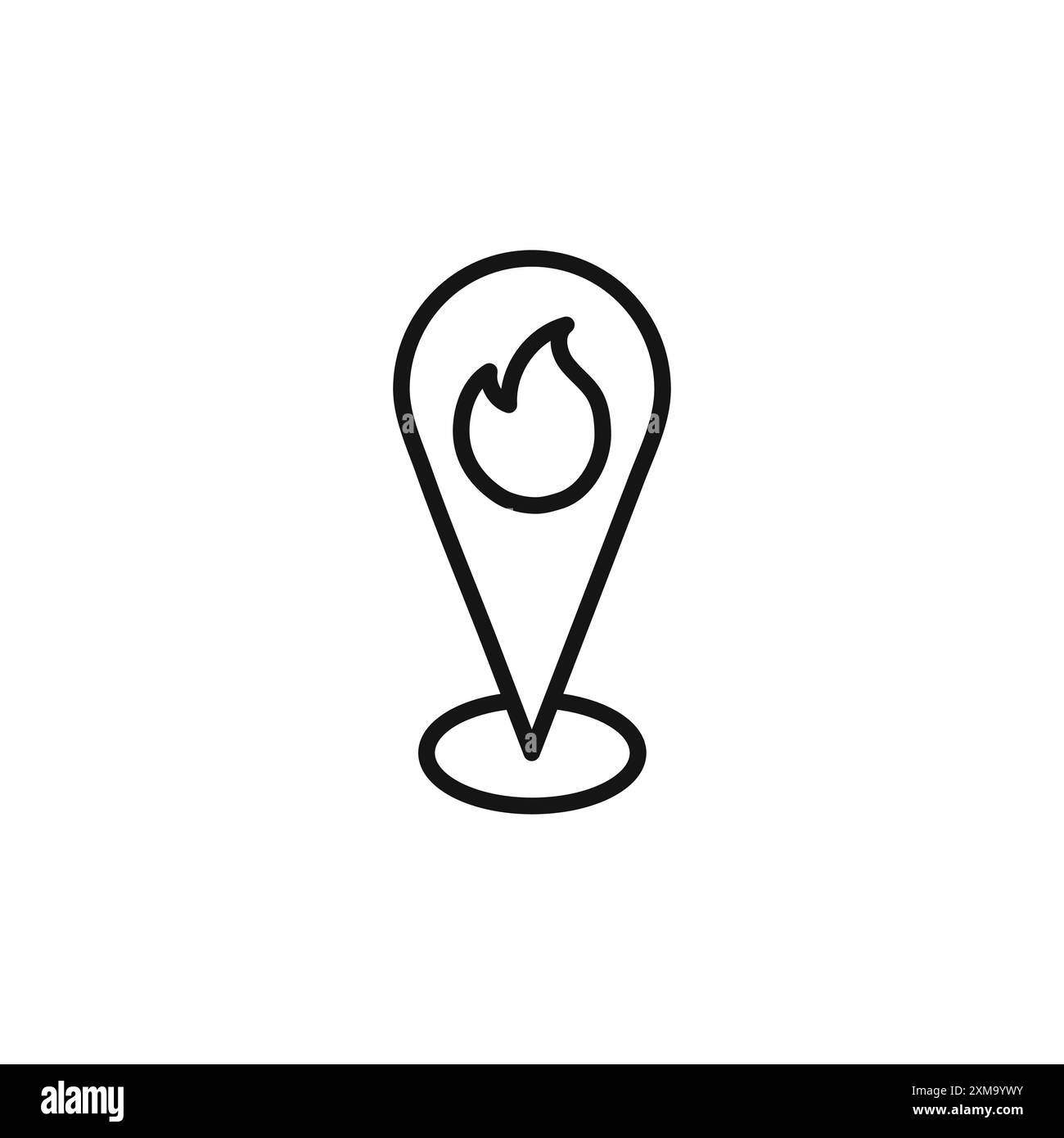 fire location icon outline collection or set in black and white outline ...