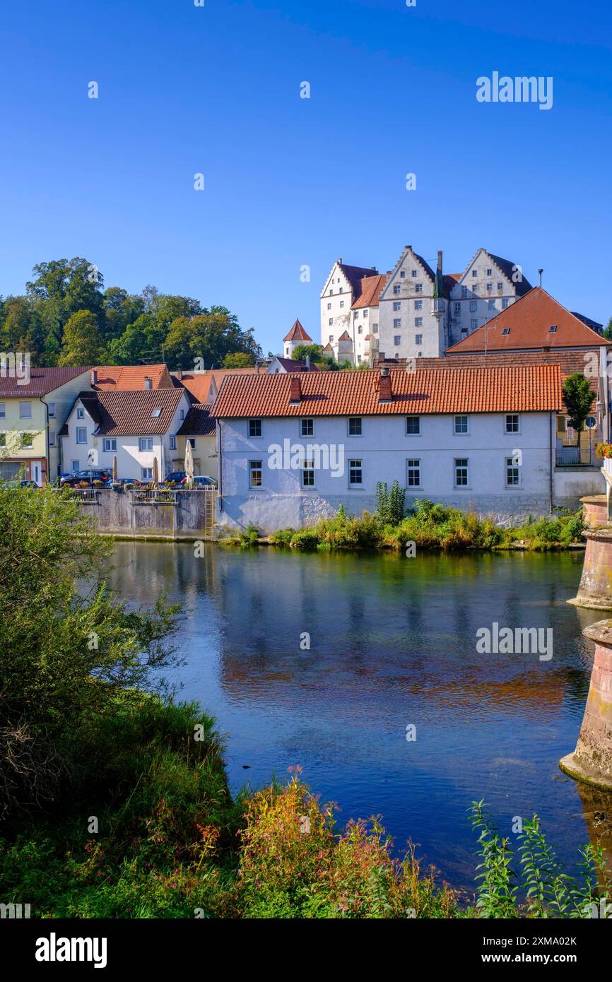 Danube with Scheer Castle, Scheer, Upper Danube nature park Park, Baden ...