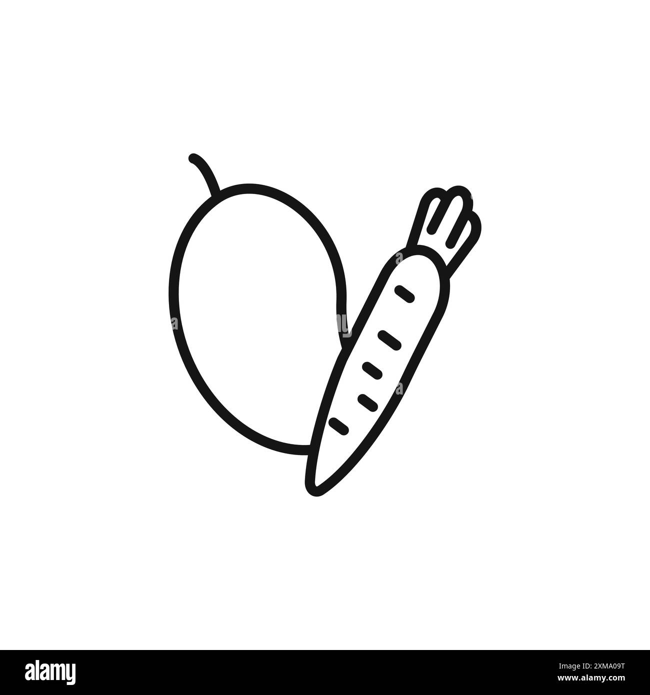 Fruits and vegetables icon outline collection or set in black and white ...