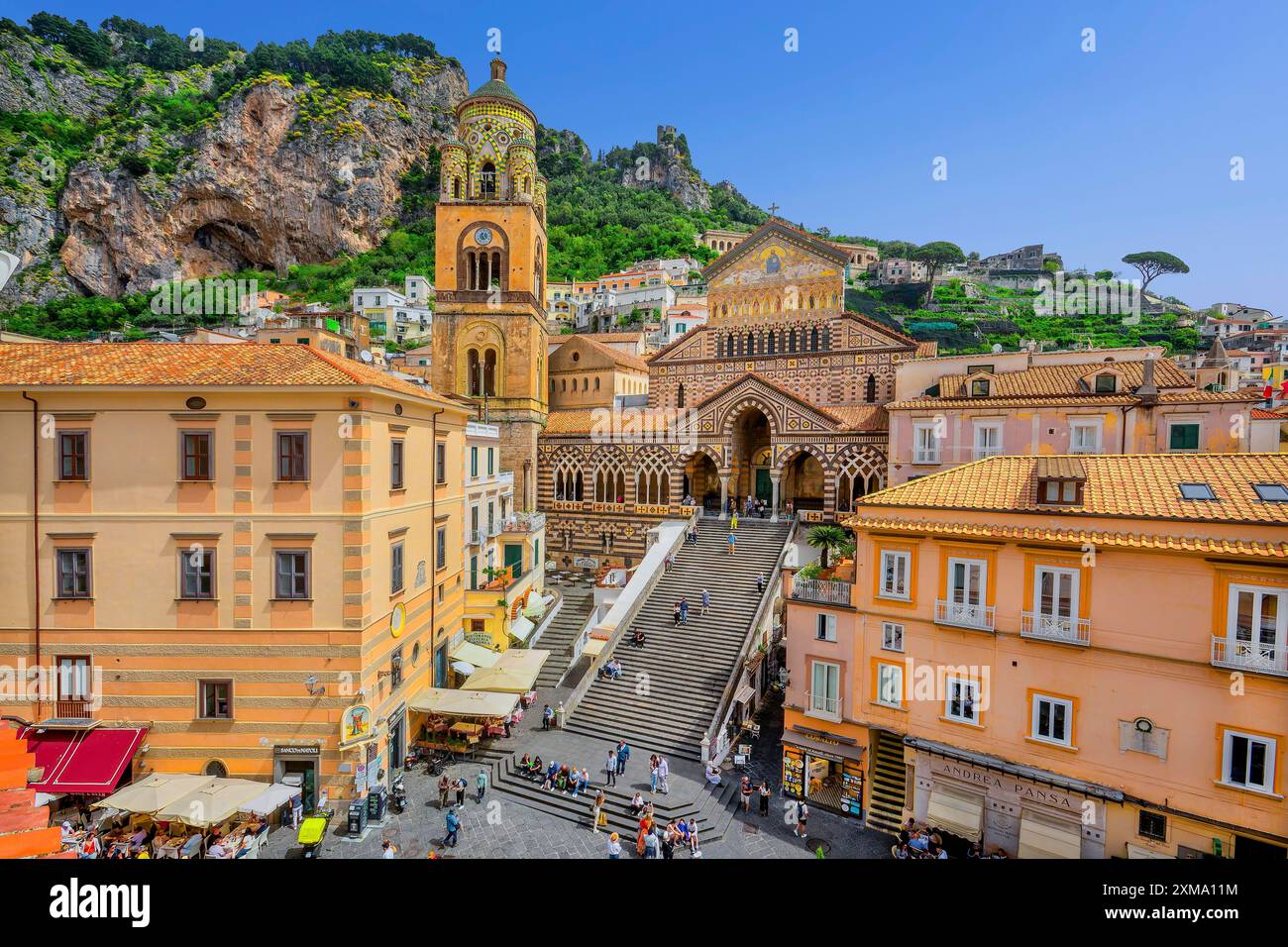 Cathedral square with cathedral in the historic centre, Amalfi, Amalfi ...