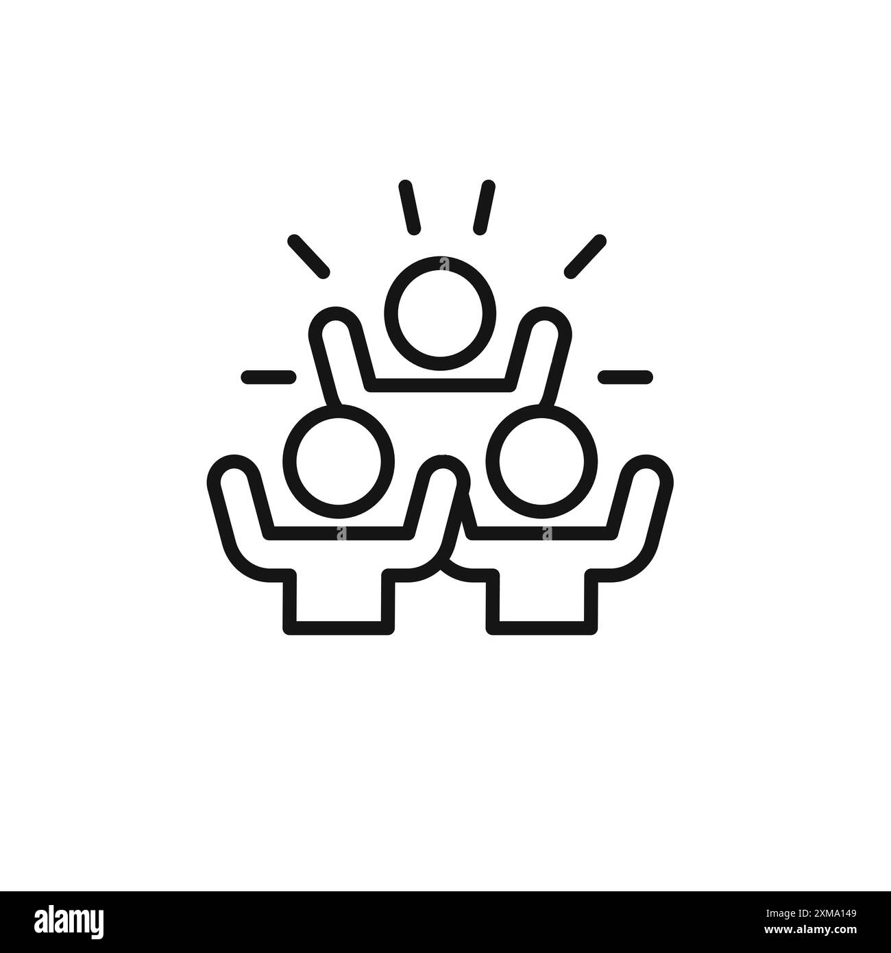 happy people icon outline collection or set in black and white outline ...