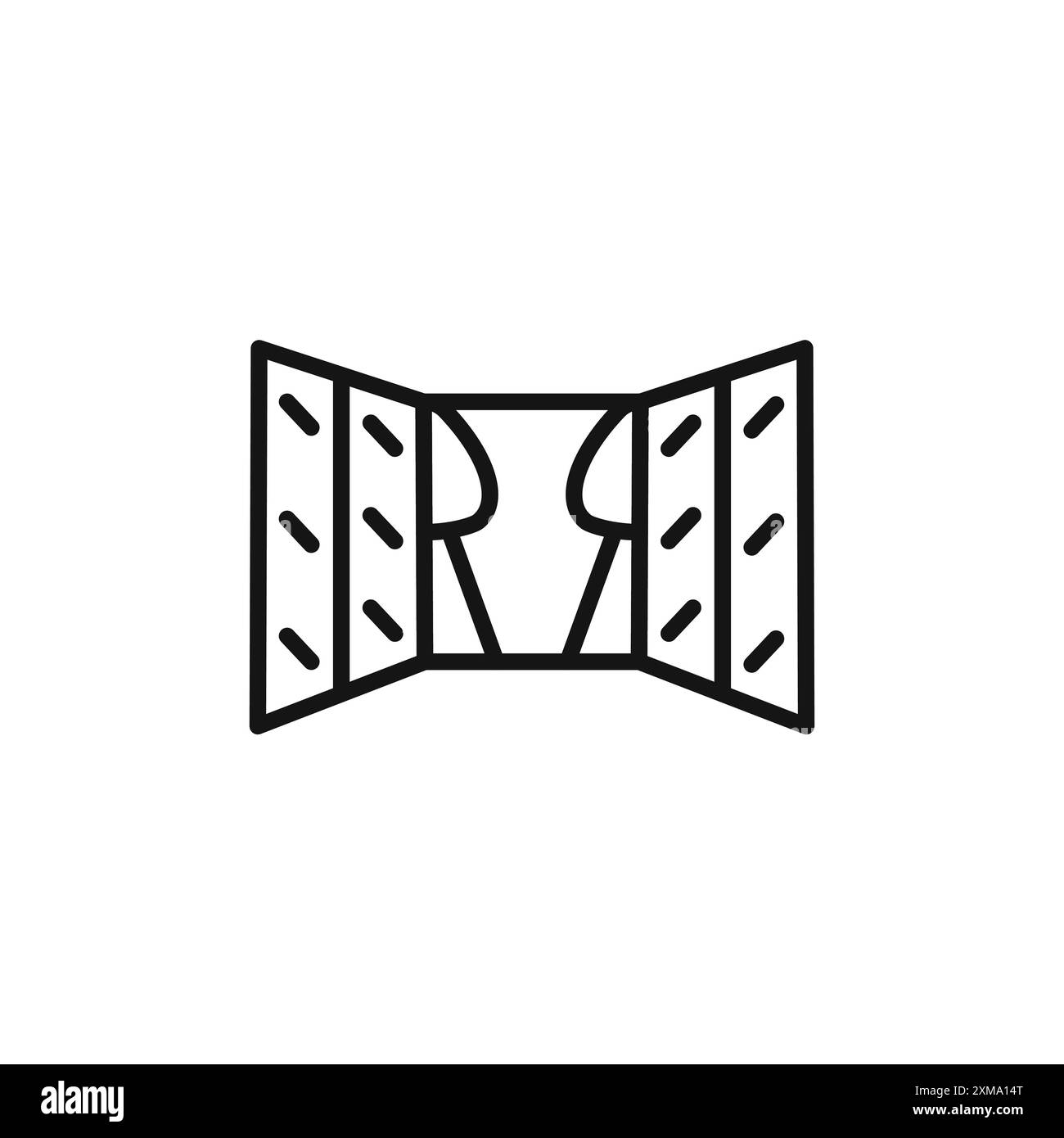 Open windows icon outline collection or set in black and white outline ...