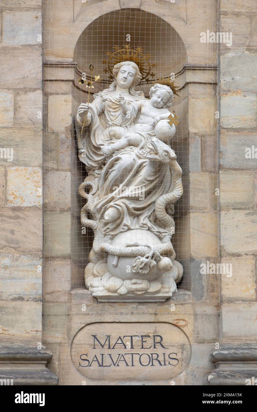 Statue of Maria immaculata, in a niche of St Martin's Church, Bamberg ...