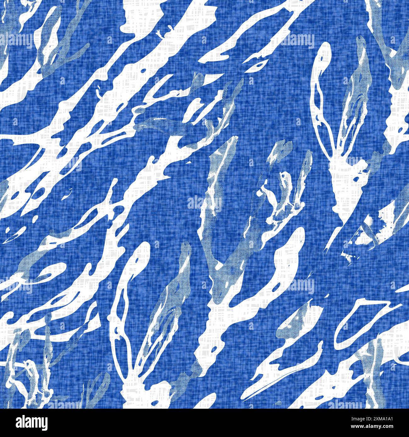 Whimsical seaweed kelp coastal electric blue beach pattern. Batik ...