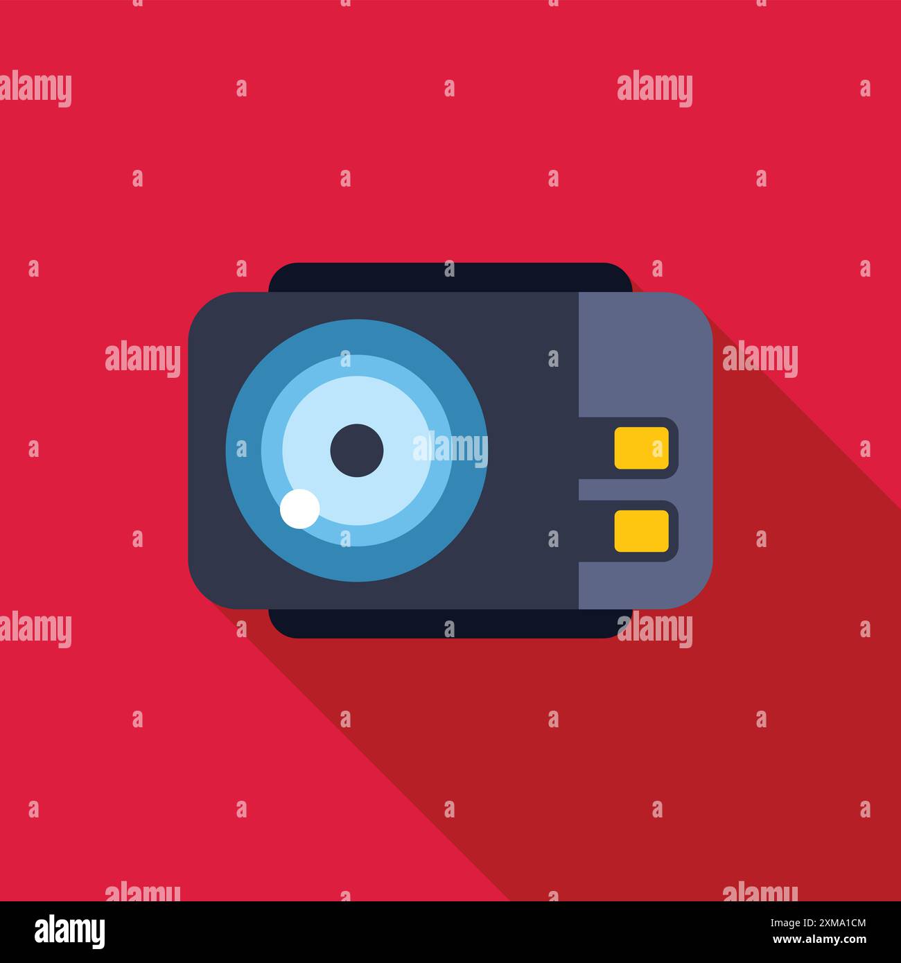 Action camera showing big blue lens recording extreme sports with long ...