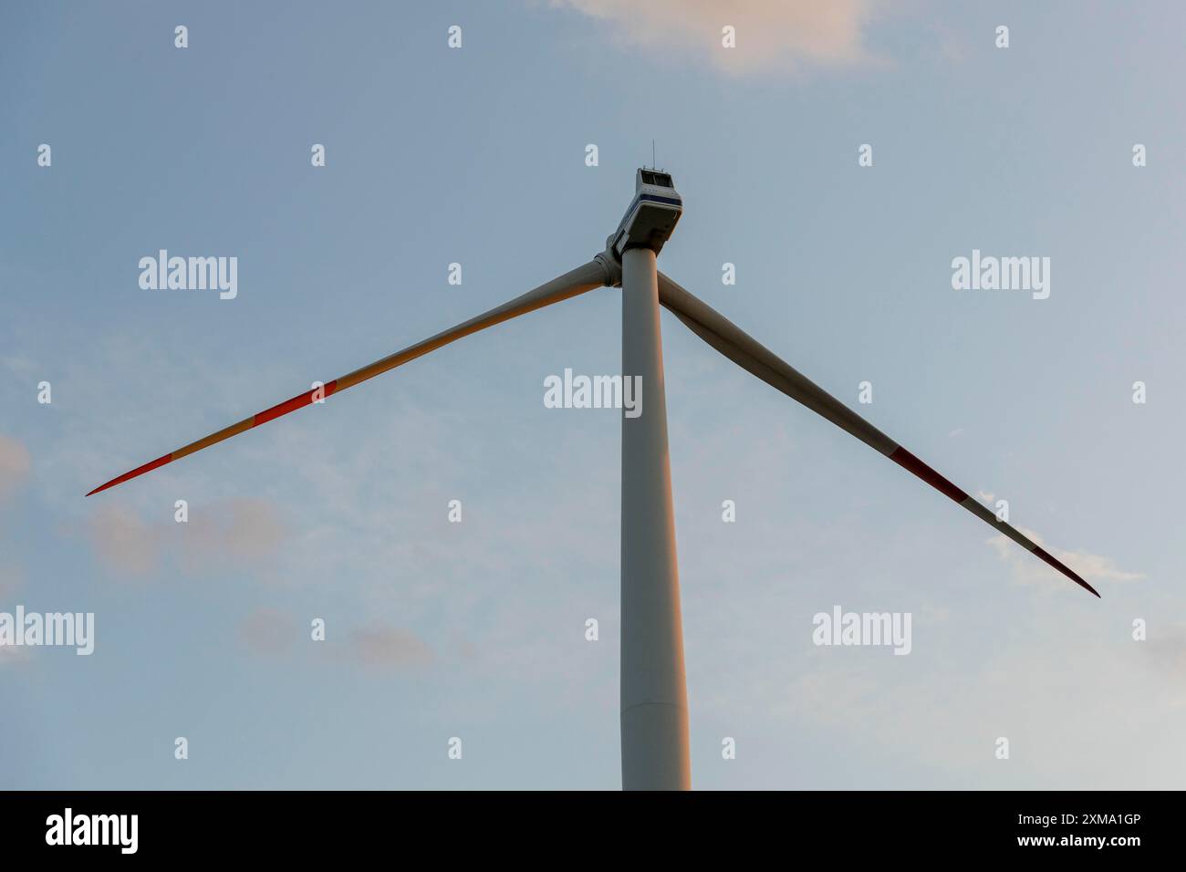 Defective wind turbine with a broken rotor blade, Swabian Alb, Baden ...