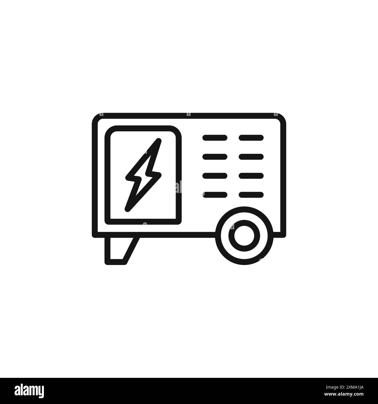 Portable power generator icon outline collection or set in black and ...