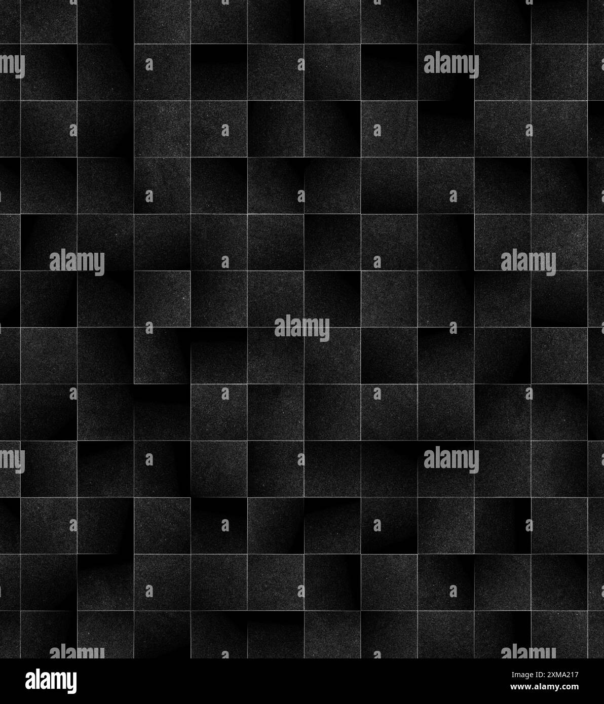 A modern black square grid with a 3D texture and shadows, creating a ...