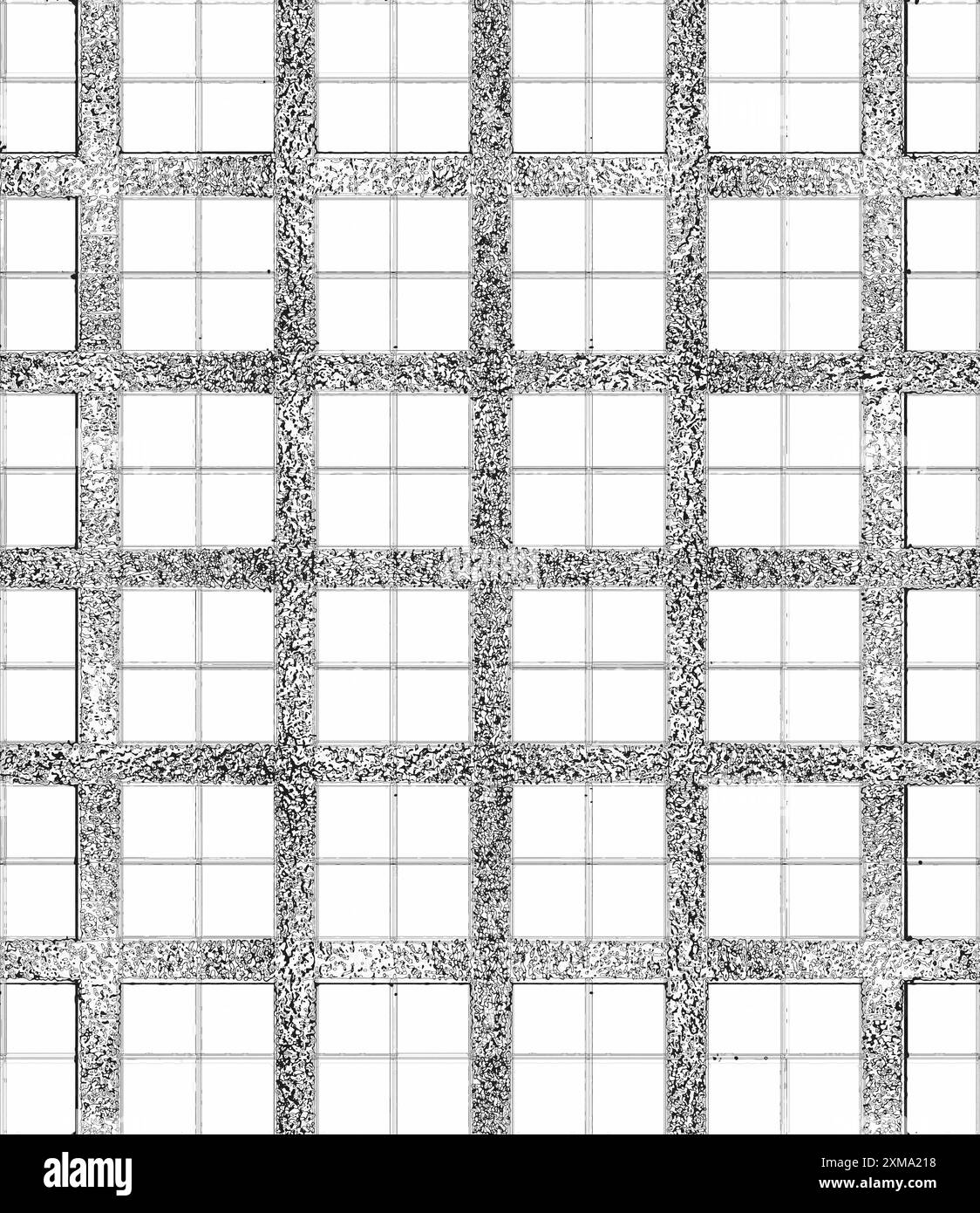 A black and white symmetrical grid of windows creating a repetitive ...