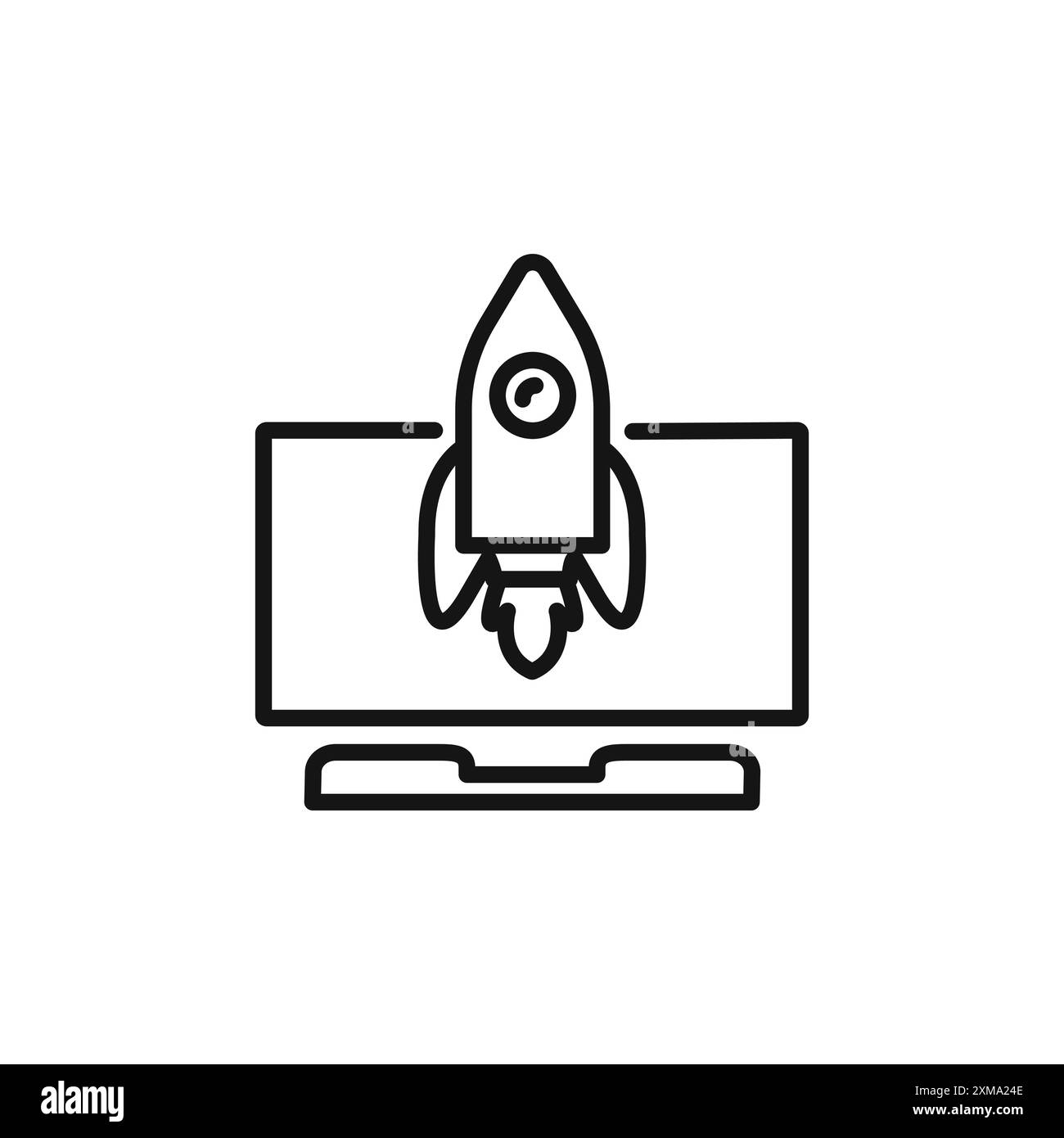 Rocket Spaceship Startup icon outline collection or set in black and ...
