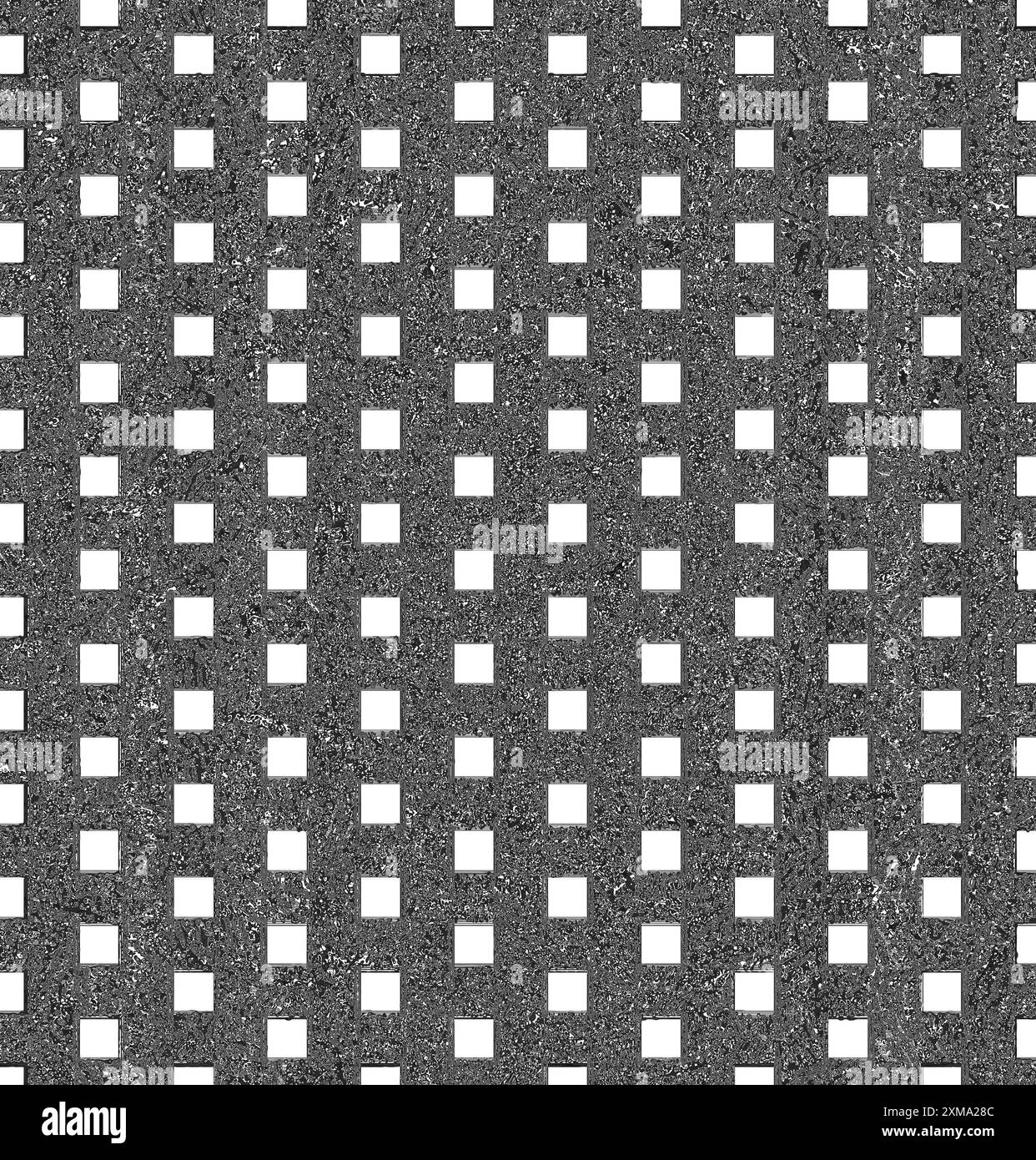 A black and white geometric pattern of repetitive small square holes ...