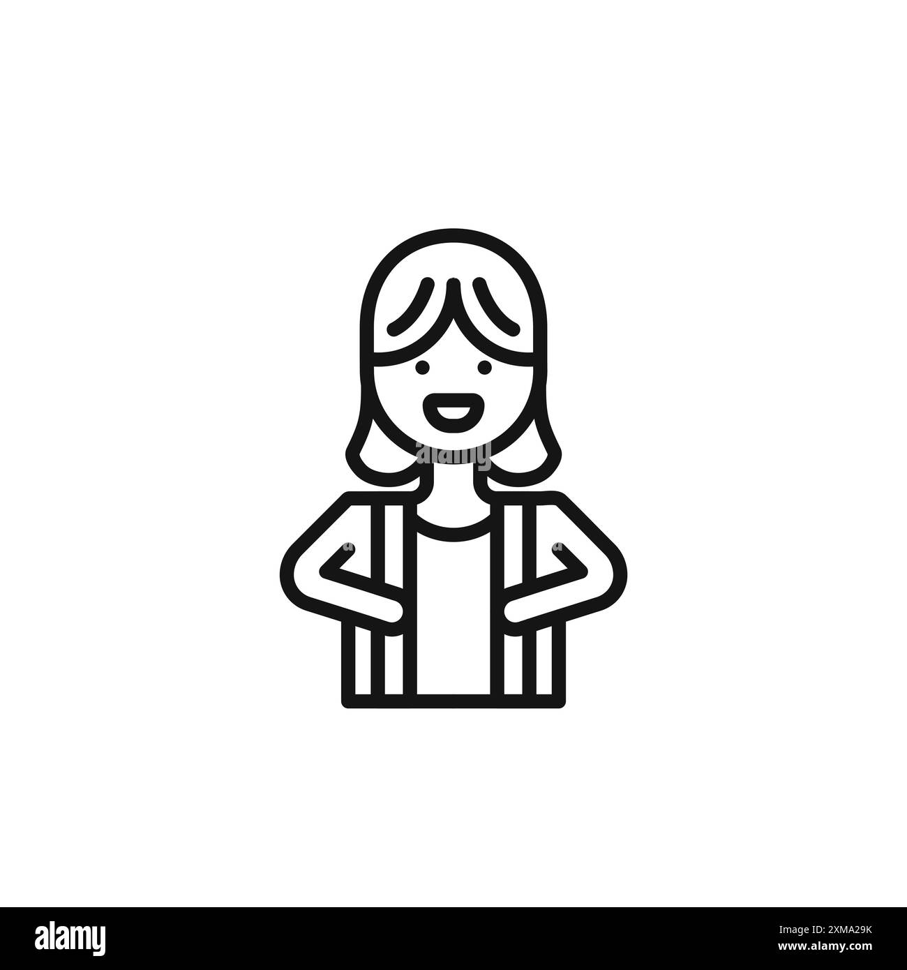 School girl icon outline collection or set in black and white outline ...