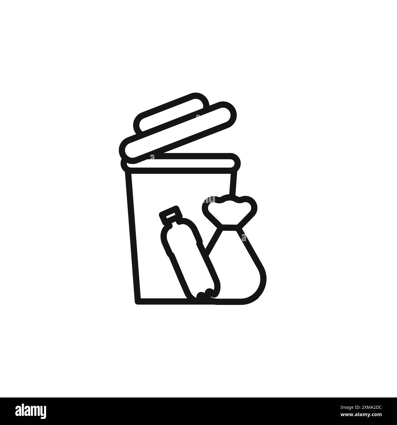 Solid waste icon outline collection or set in black and white outline ...