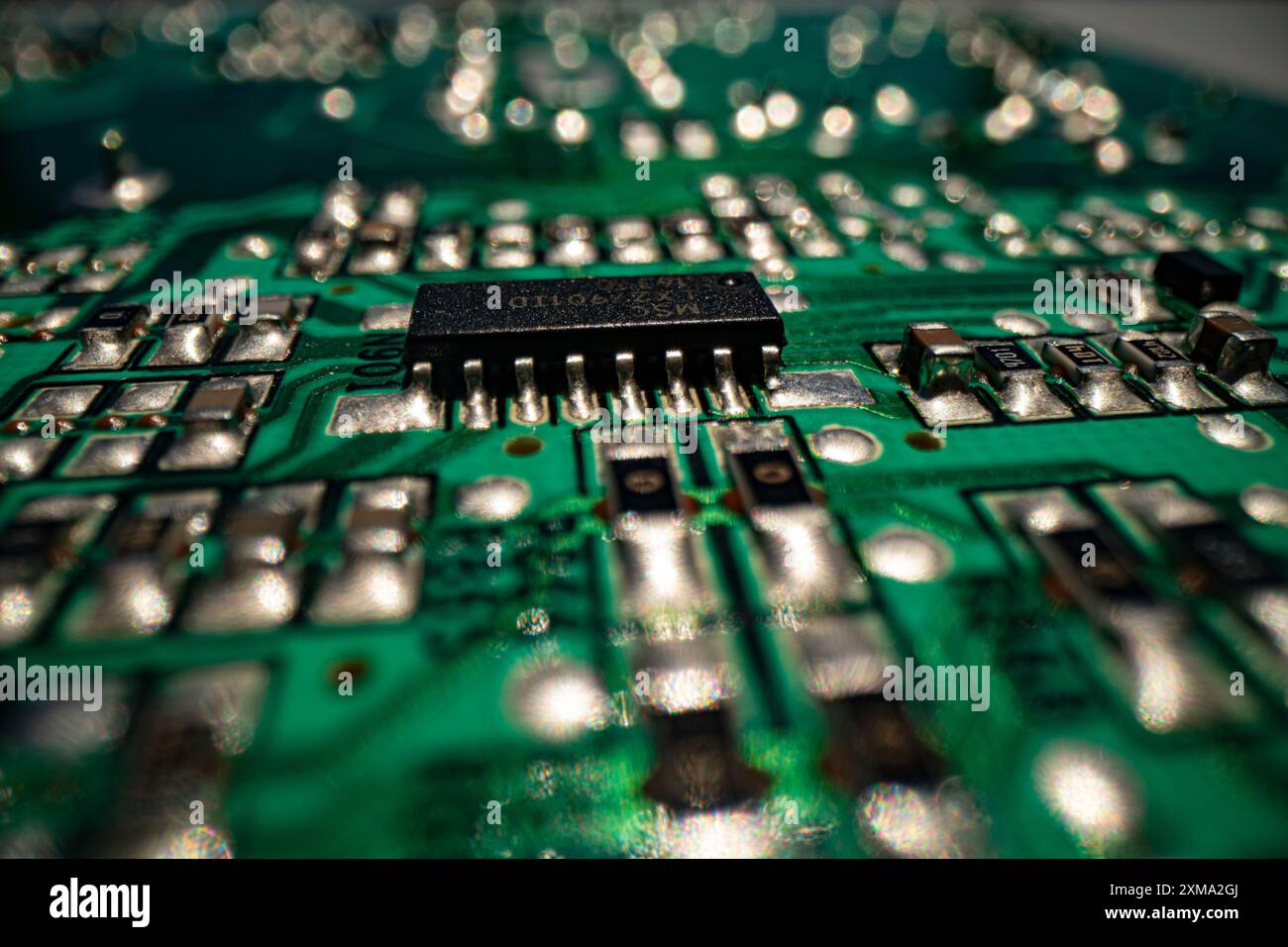 Circuit board with electrons. Motherboard. Electronic circuit board close up. Electronic ...