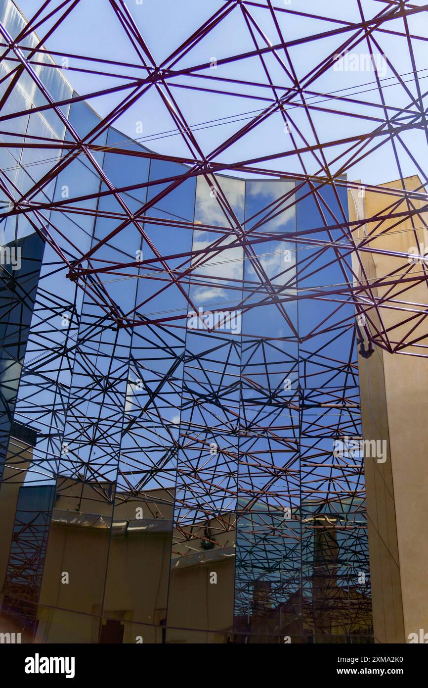 Metal structure of a glass building as seen from the ground Stock Photo ...