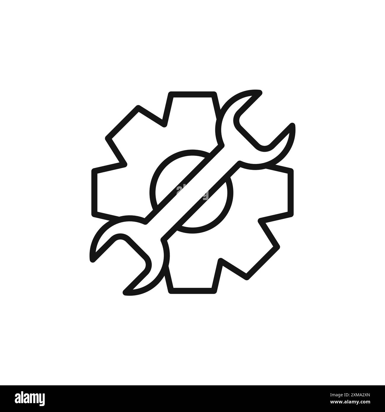 Wrench icon outline collection or set in black and white outline Stock ...