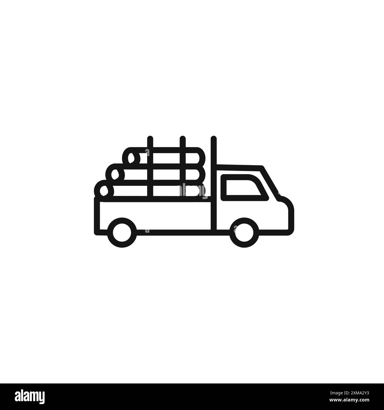 Timber truck icon outline collection or set in black and white outline ...